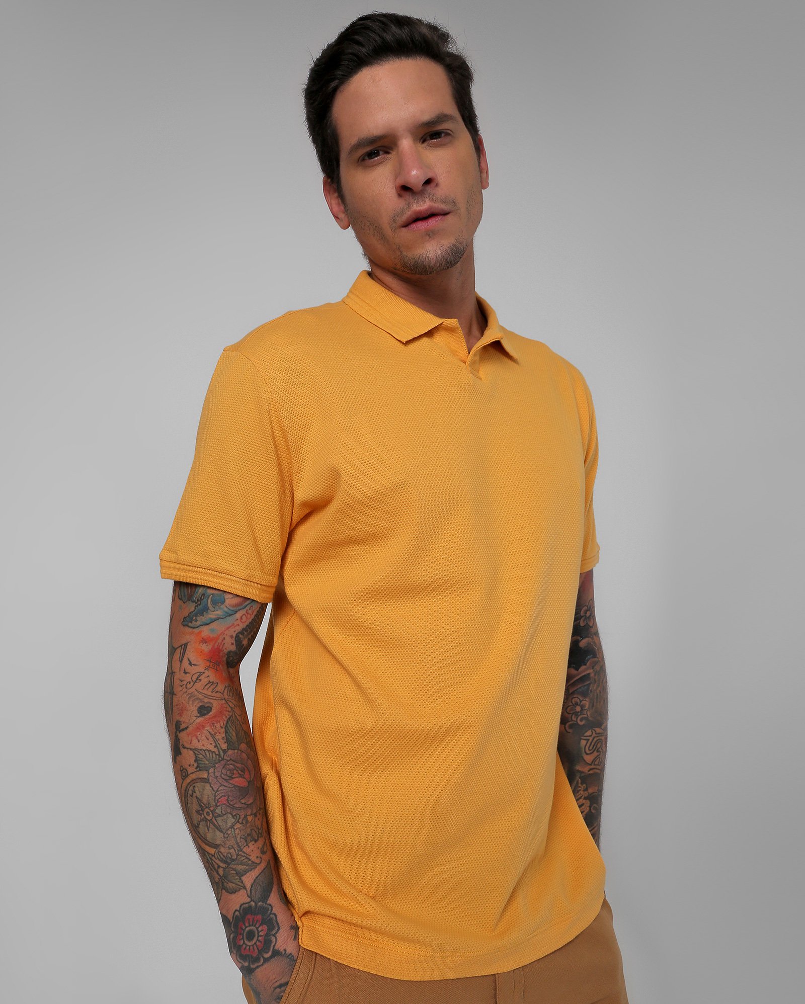Riachuelo | Polo masculina texturizada amarela