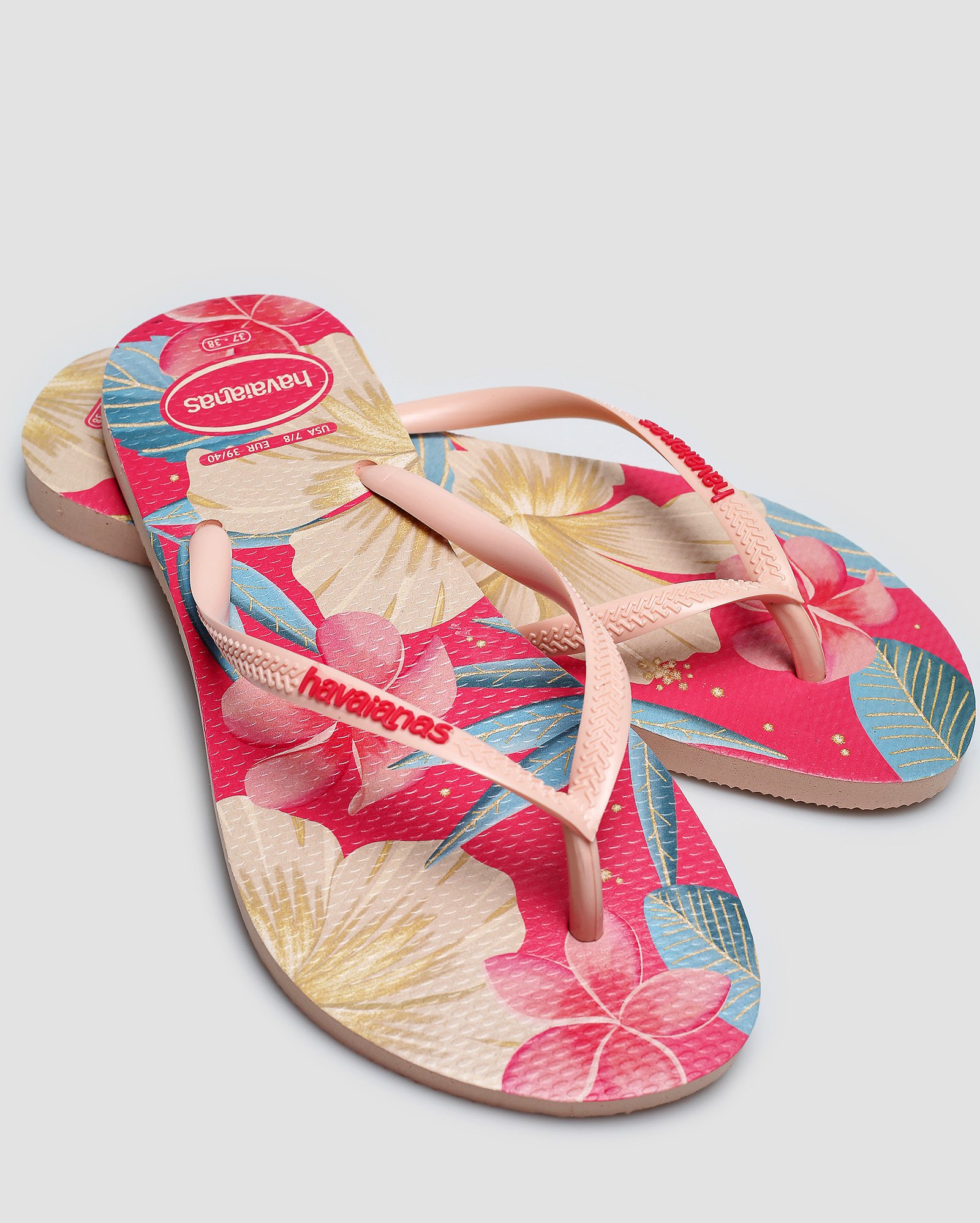 Riachuelo | Chinelo feminino slim floral rosa | Havaianas