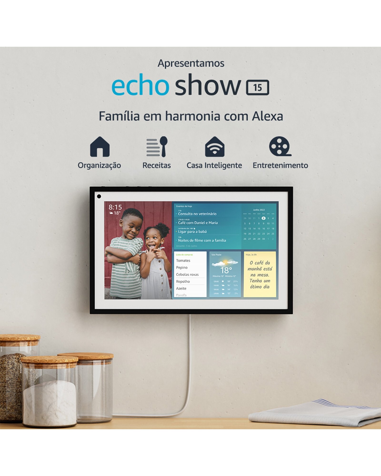 Riachuelo | Smart display Echo show 15 com Alexa preto | Amazon