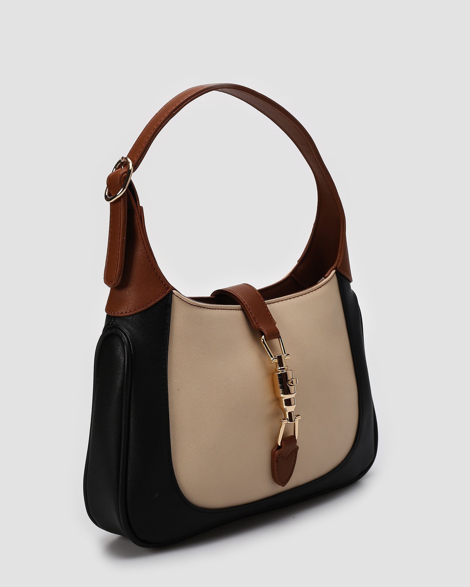 Riachuelo | Bolsa baguete estruturada com recortes bege | Accessori by ...