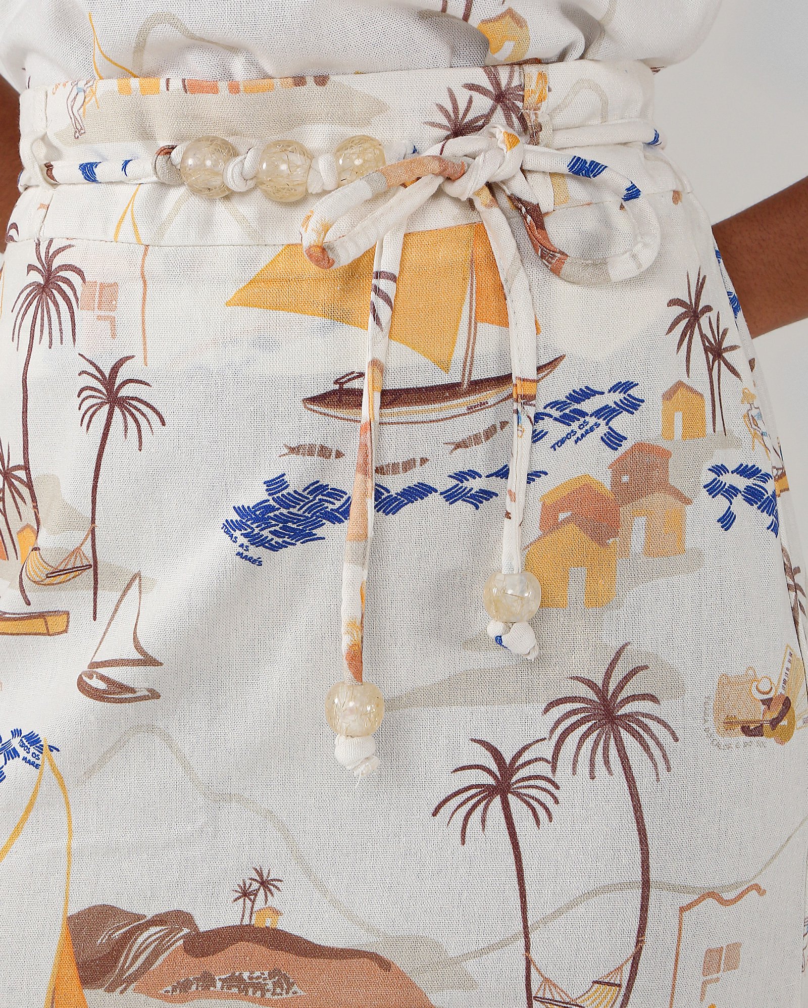 Riachuelo | Saia midi evasê paisagem com fendas off-white | AK by Riachuelo