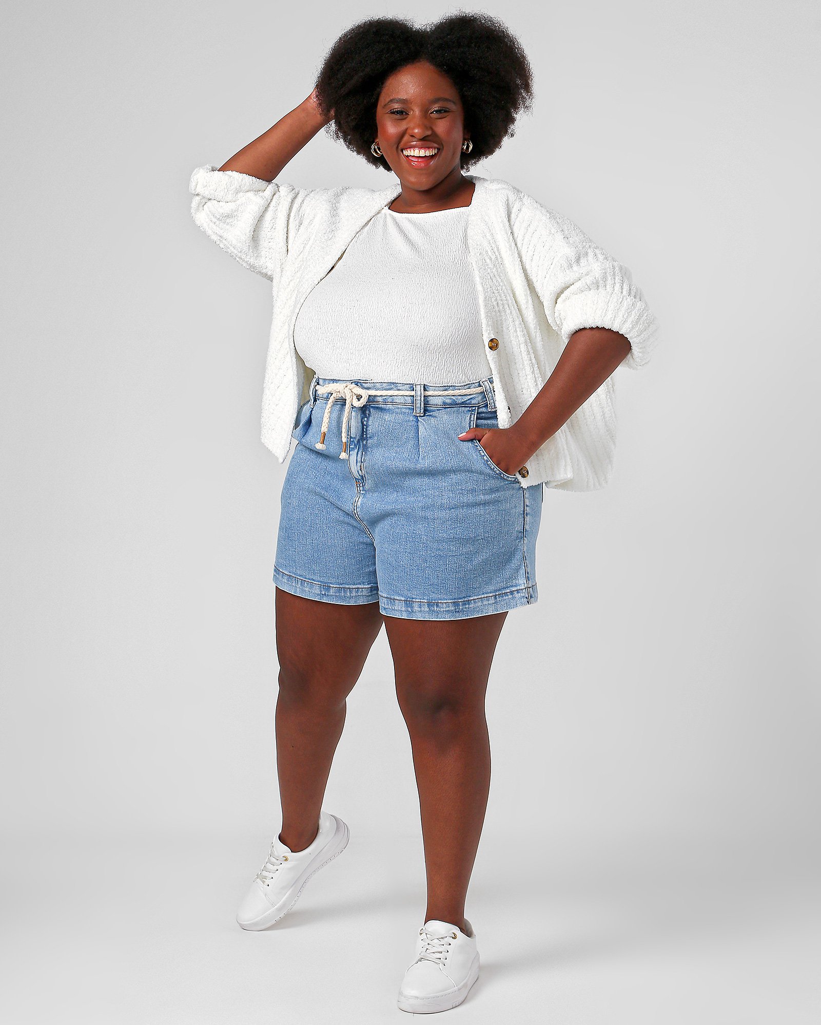 Riachuelo | Short jeans mom plus size feminino denim médio | Filipa