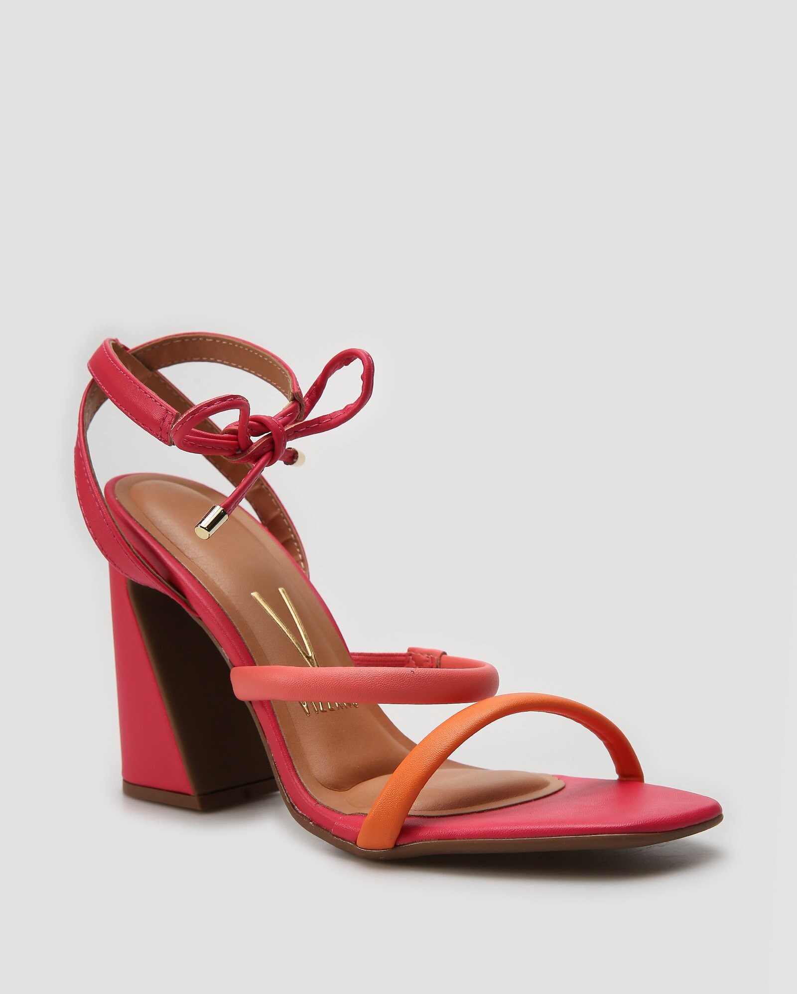 Riachuelo | Sandália feminina salto alto com amarração rosa | Vizzano