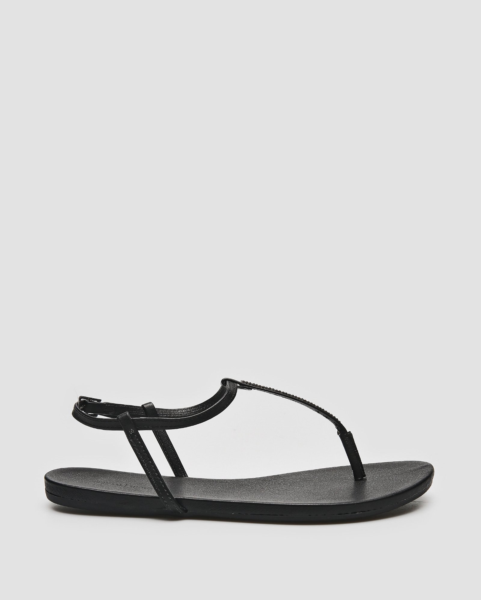 Riachuelo | Sandália feminina rasteira com brilho preta | Riachuelo