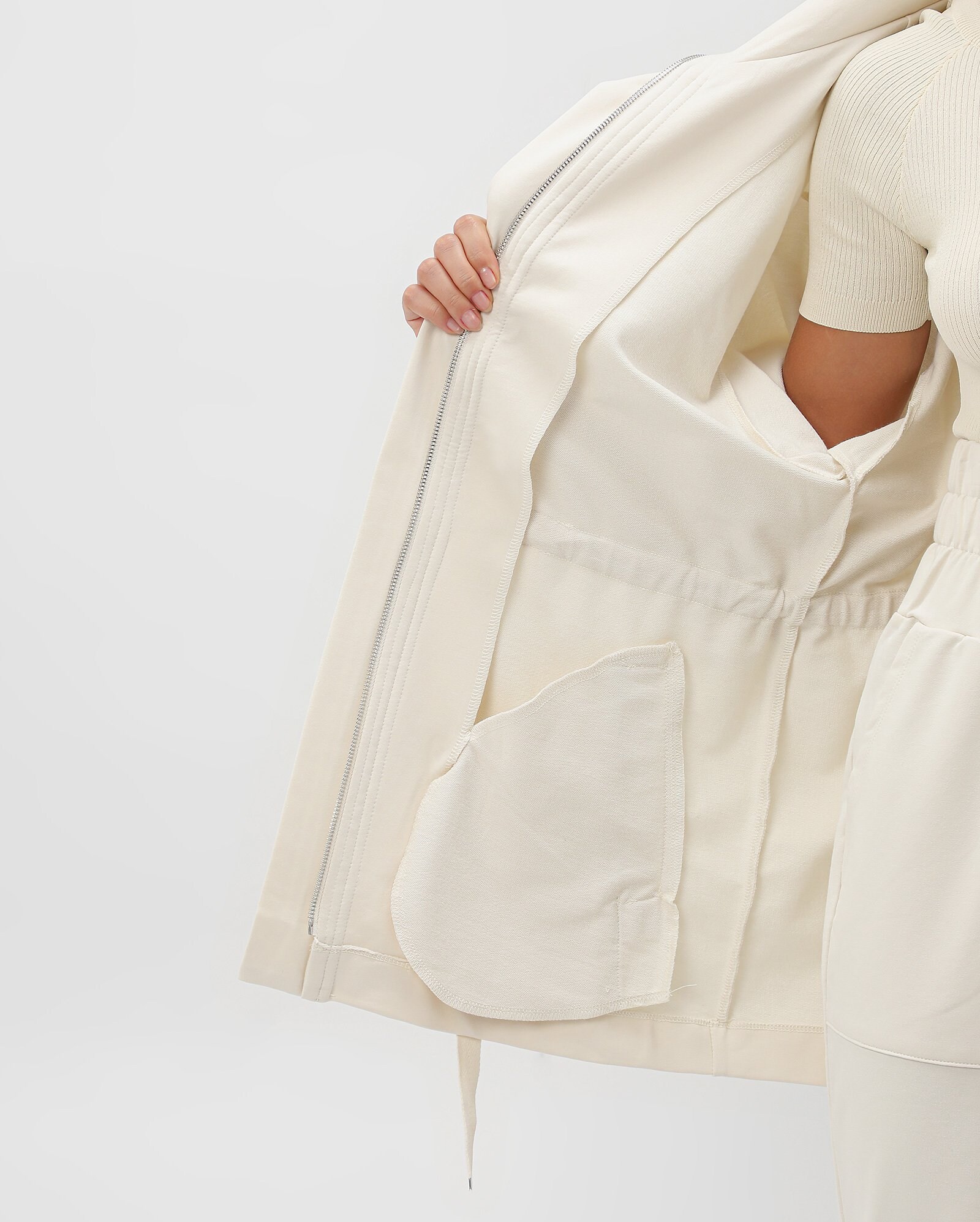 Riachuelo | Jaqueta parka de moletom feminina off-white | AK by Riachuelo