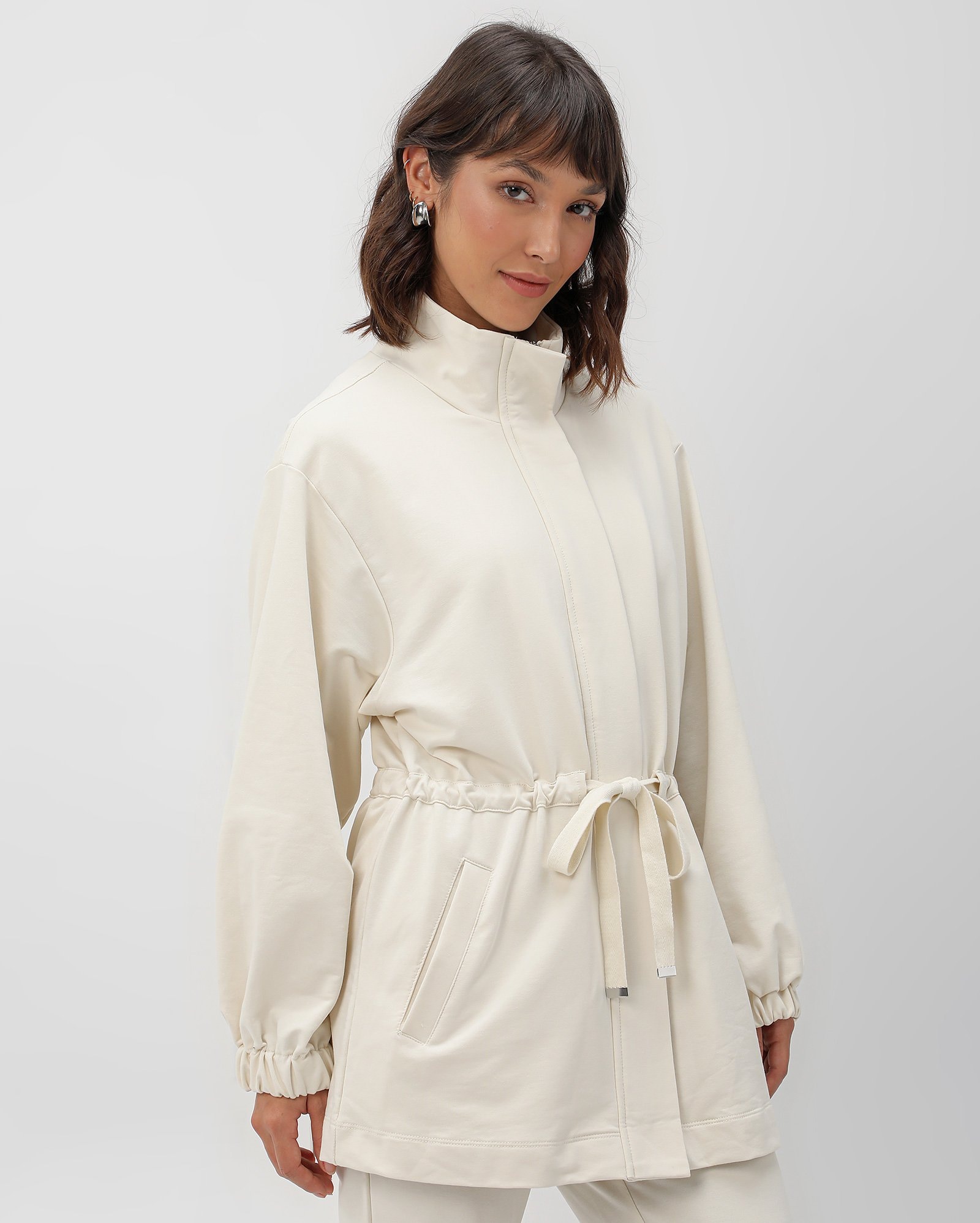 Riachuelo | Jaqueta parka de moletom feminina off-white | AK by Riachuelo
