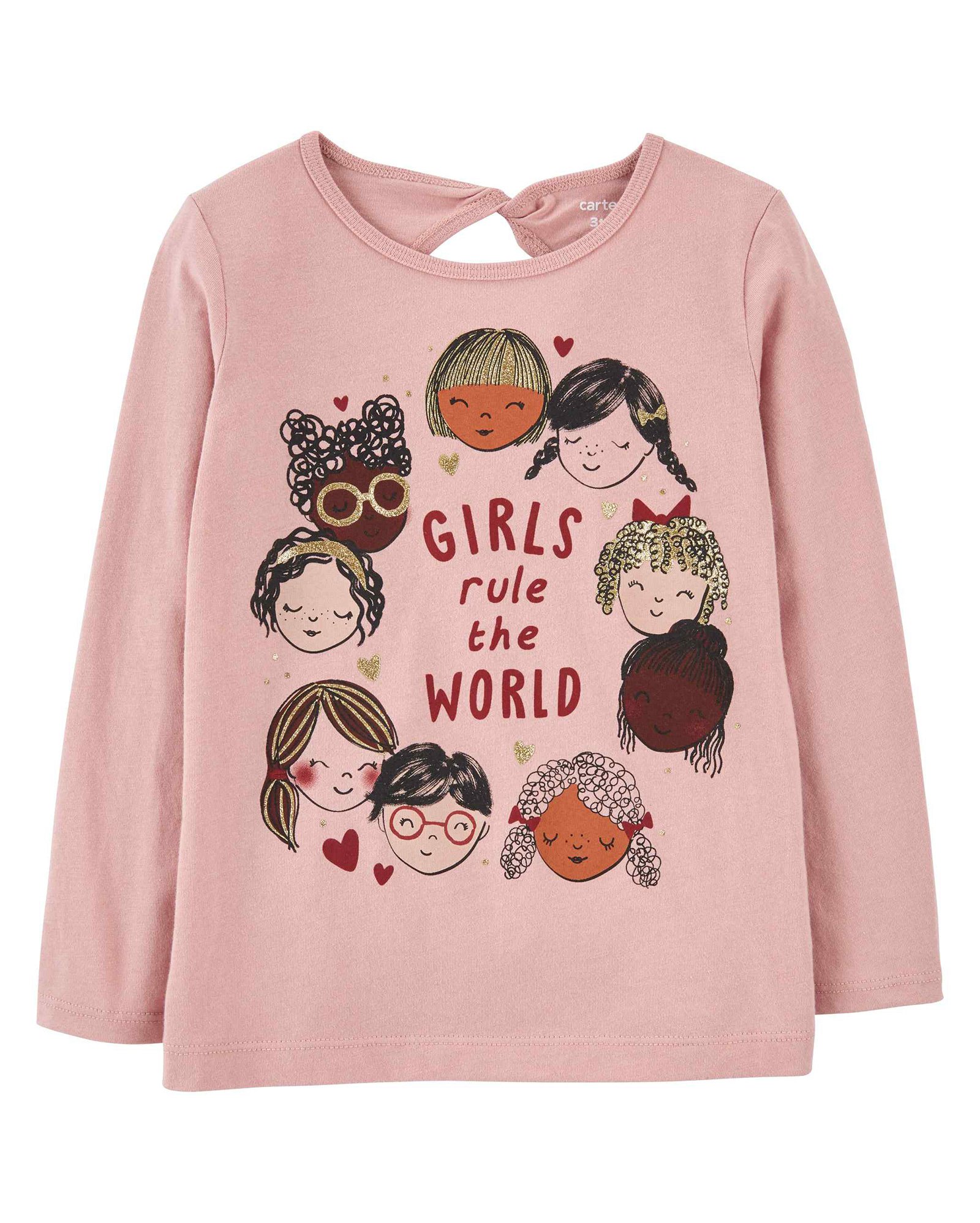 Camiseta infantil Girls Rule The World rosa | Carter's | Carter's Oficial