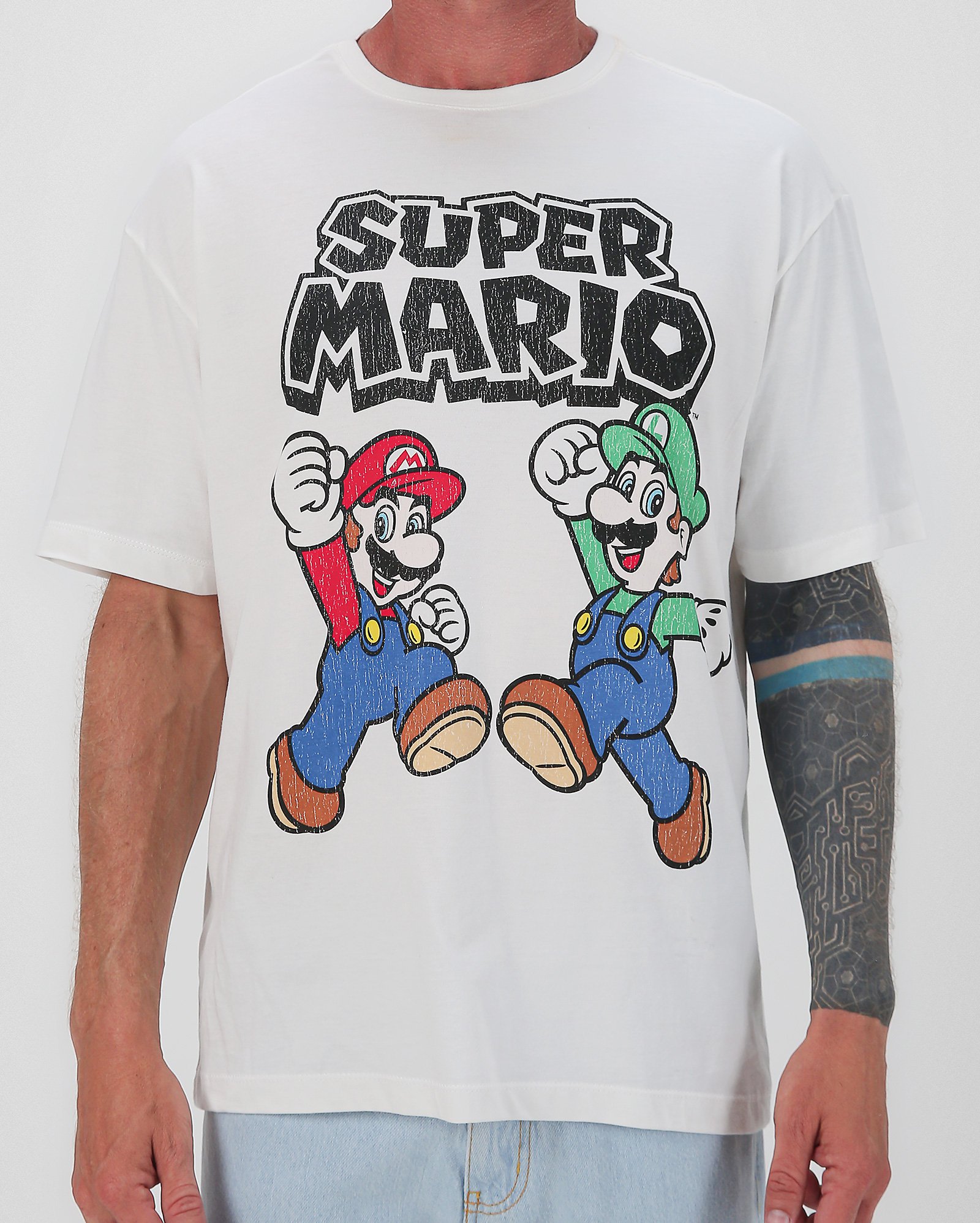Riachuelo | Camiseta masculina Super Mario branca | Nintendo