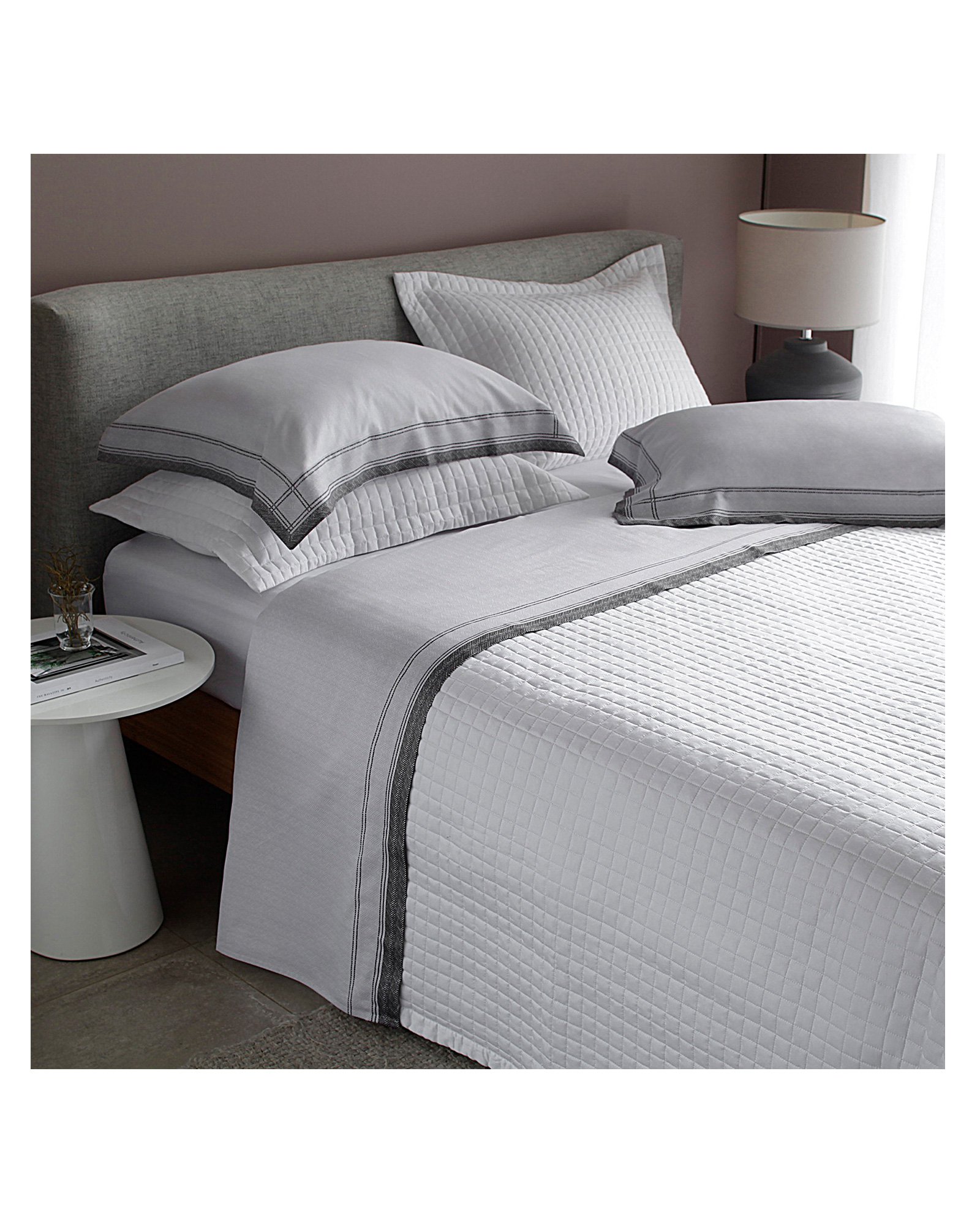 Riachuelo | Jogo de cama casal 4 peças Vision chevron 180 fios cinza ...