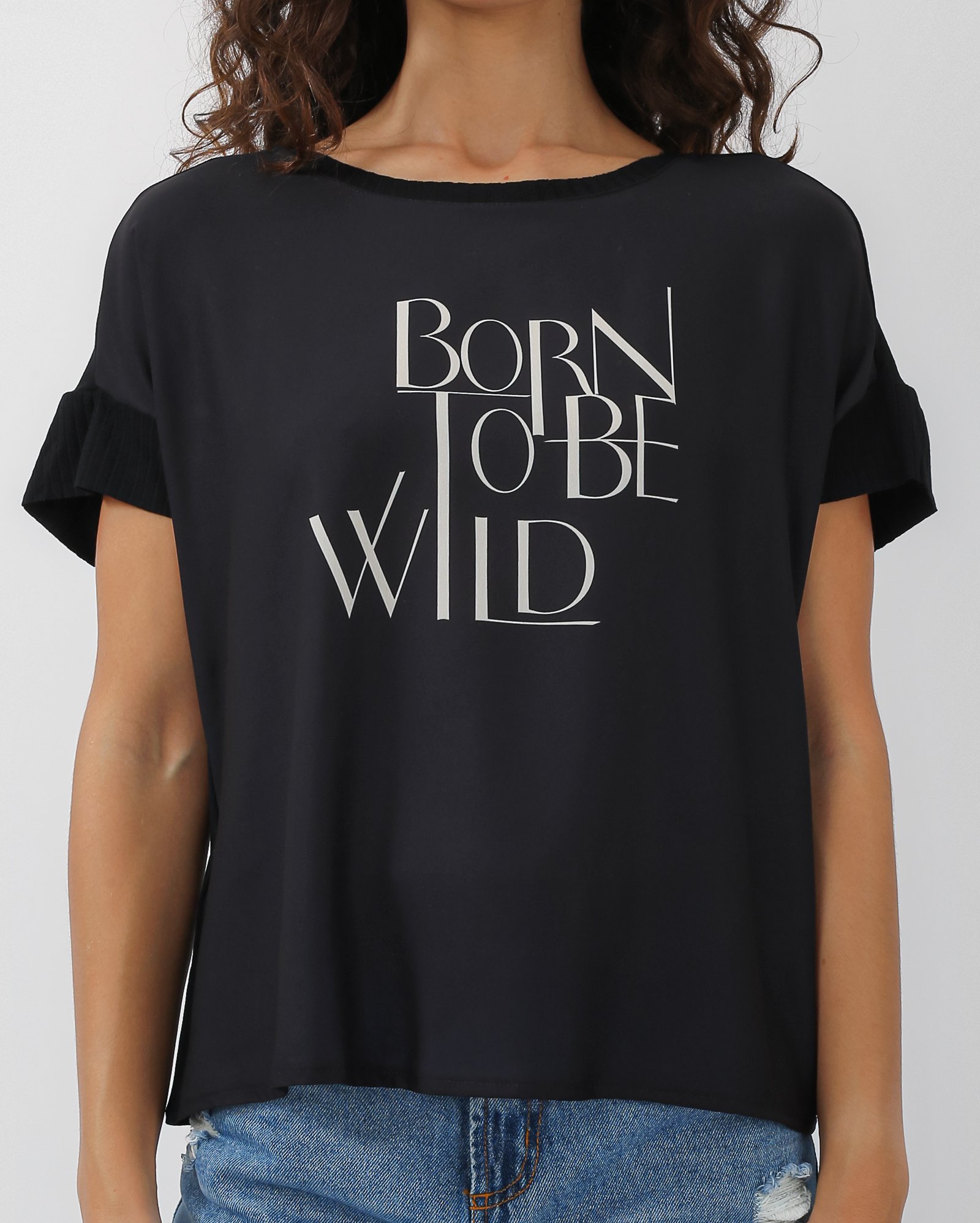 Riachuelo | Blusa feminina ampla Bia born to be wild preta | AK by ...