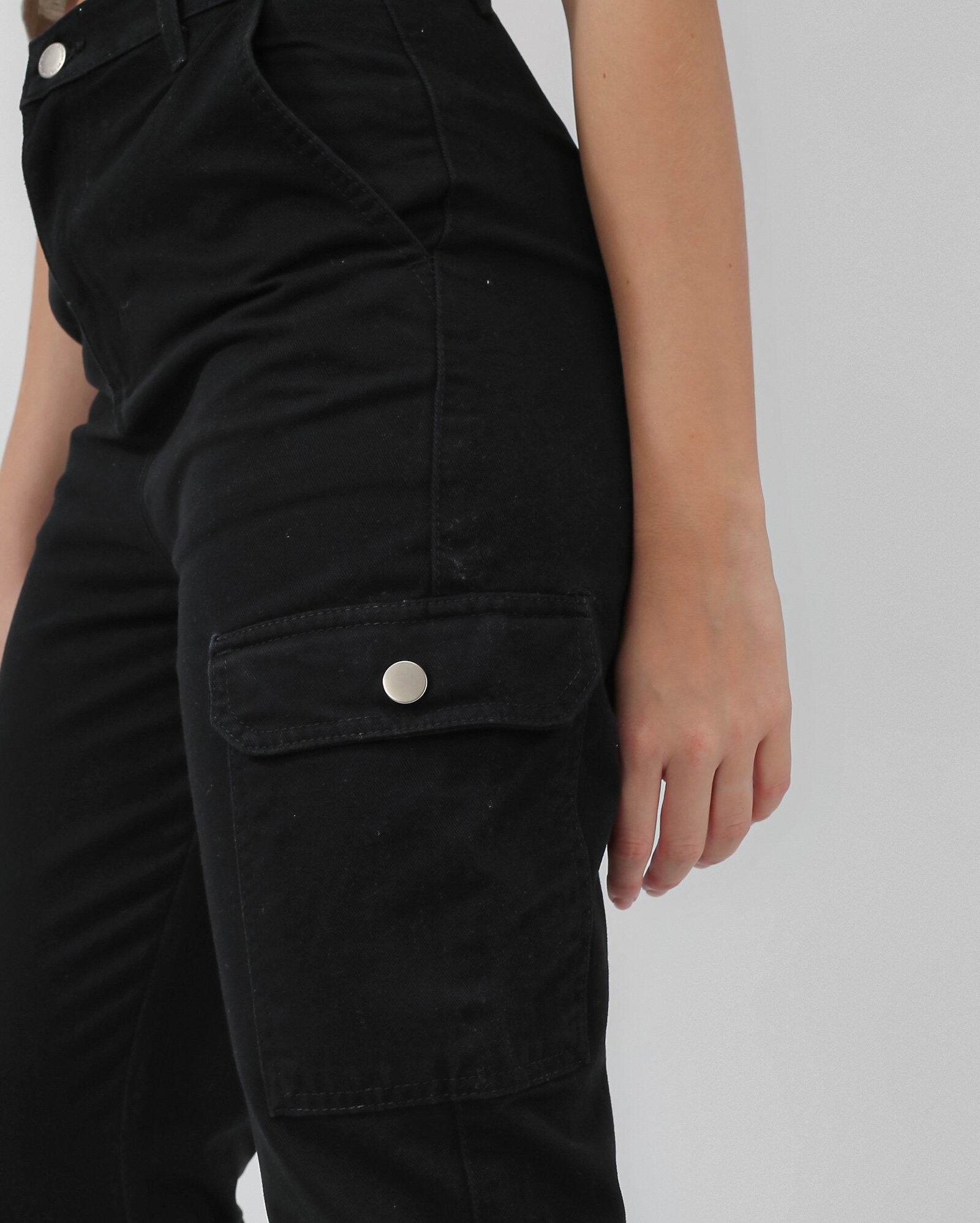 Riachuelo | Calça jeans color juvenil cargo cós passante - Preto | Pool