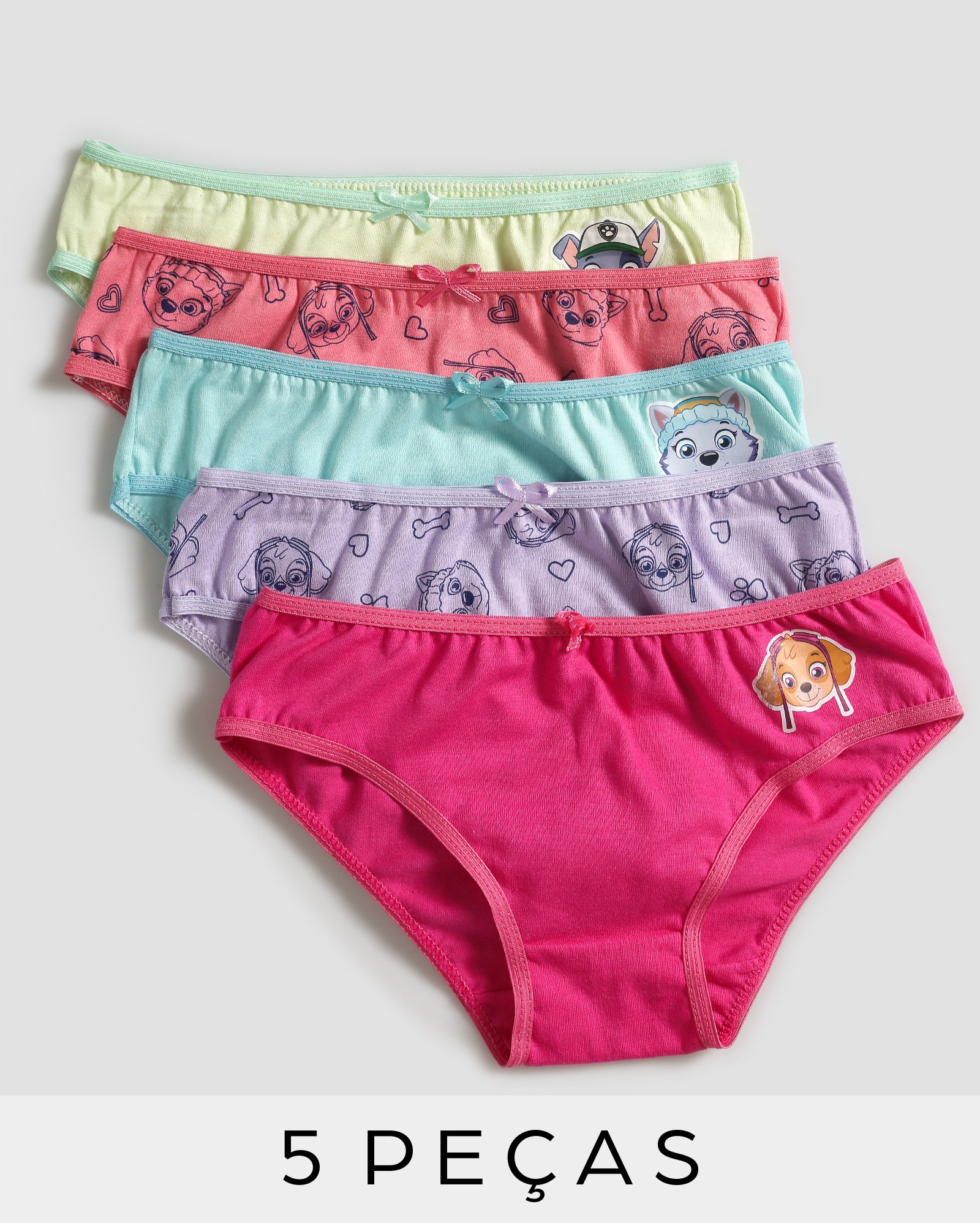 Riachuelo | Kit calcinha infantil 5 peças Patrulha Canina 2-10A ...