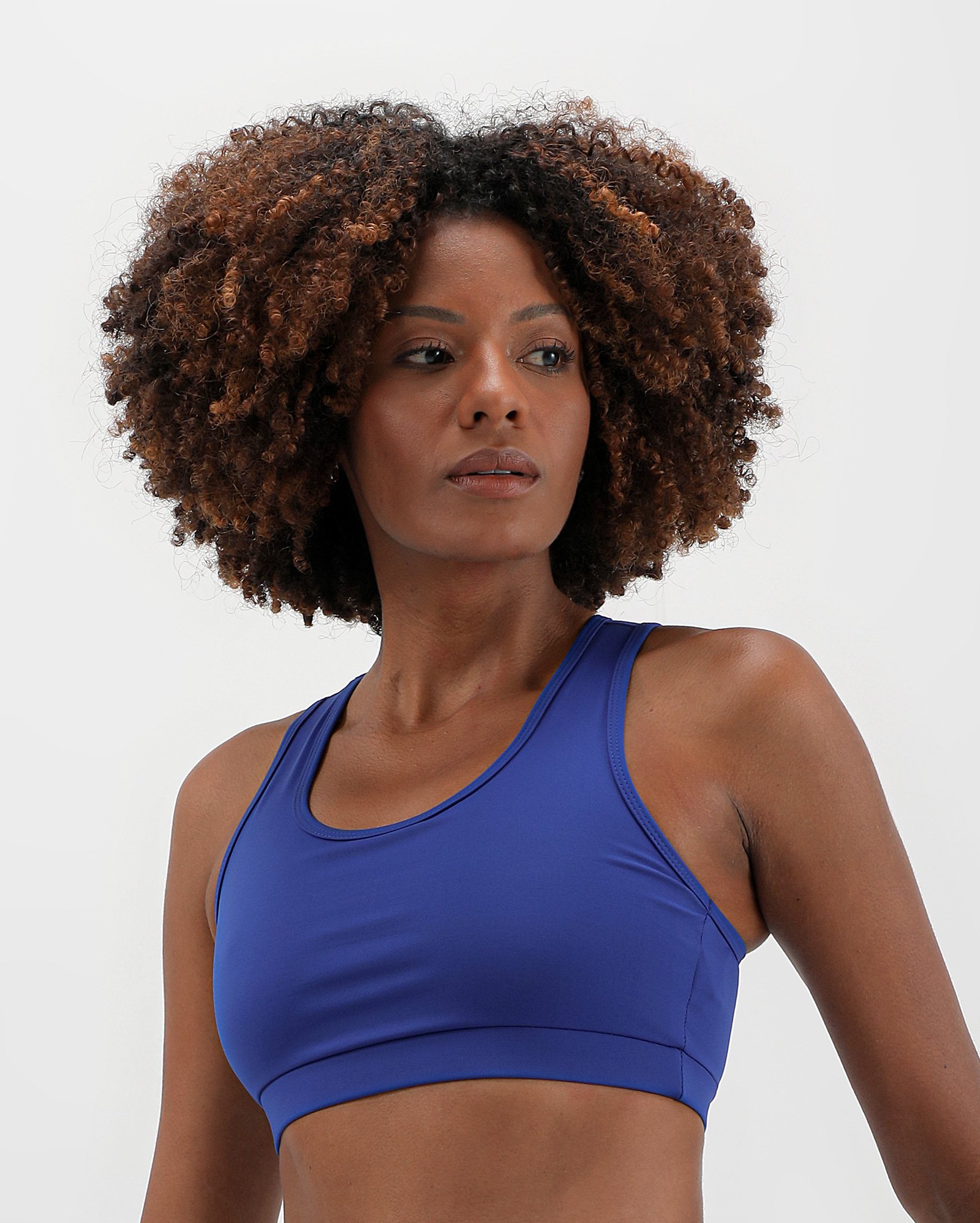 Riachuelo | Top esportivo sem bojo de poliamida azul | BodyWork by Riachuelo