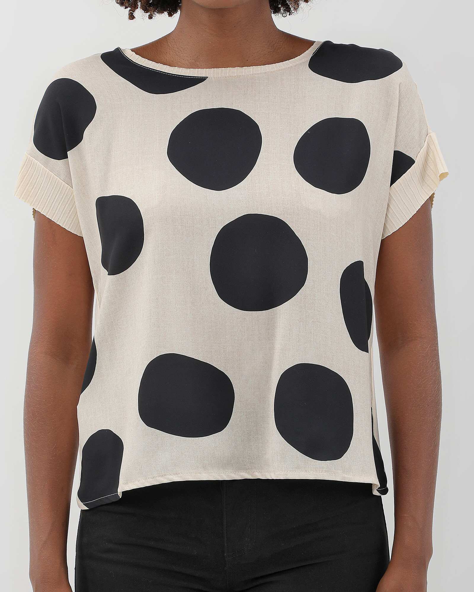 Riachuelo | Blusa feminina ampla maxi poá bege | AK by Riachuelo