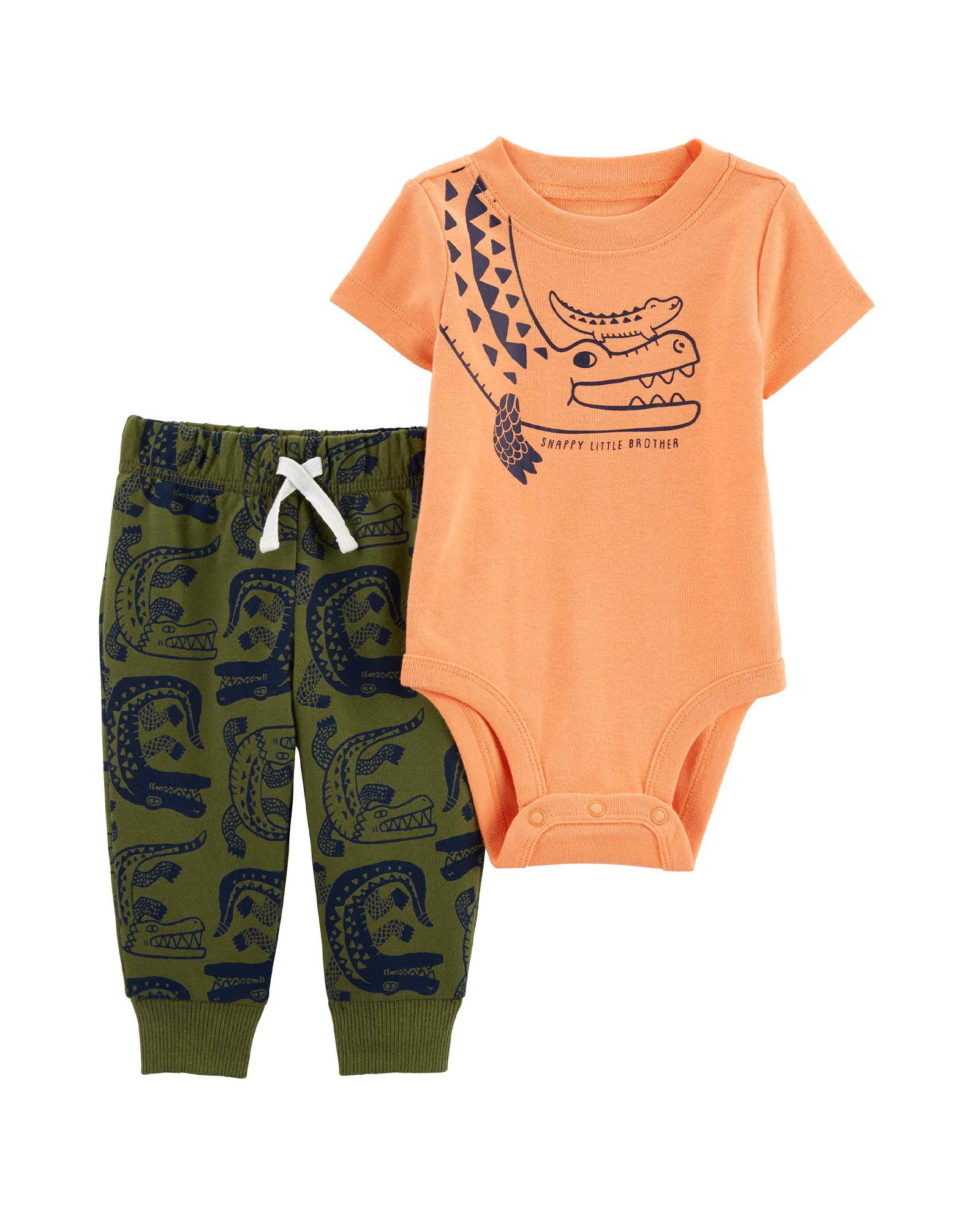 Conjunto longo bebê 2 peças jacaré multicor | Carter's | Carter's Oficial