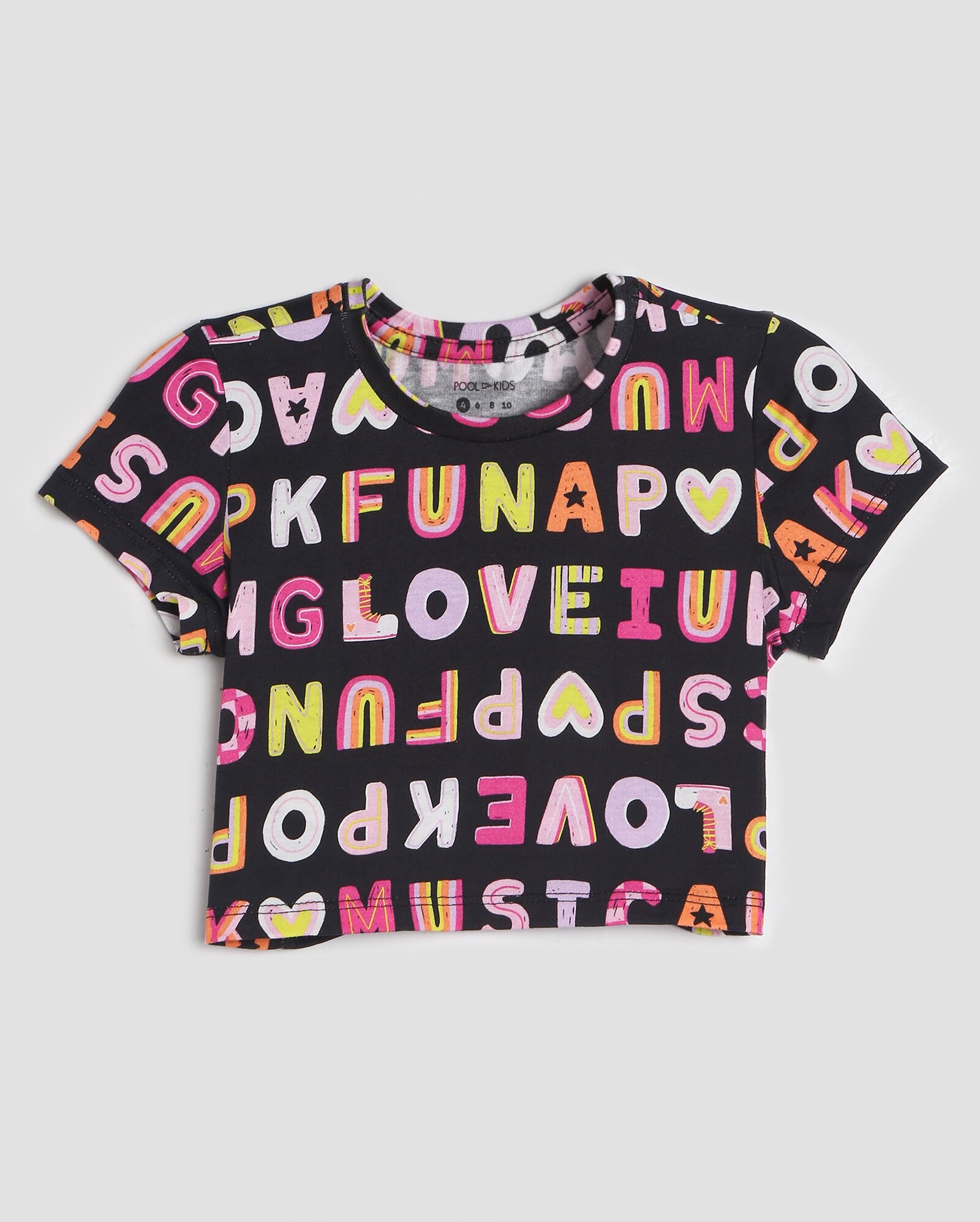 Riachuelo | Blusa infantil letras 4-10A preta | Pool by Riachuelo