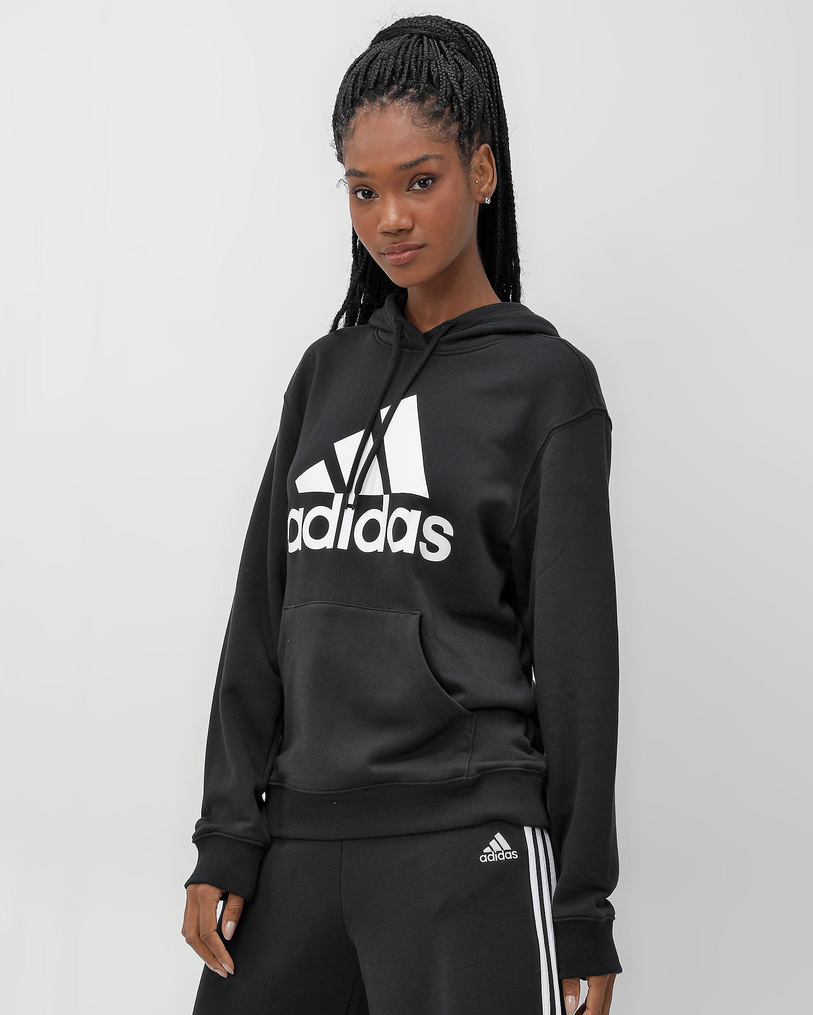 Riachuelo | Blusa de moletom feminina com capuz IC6895 preta | Adidas