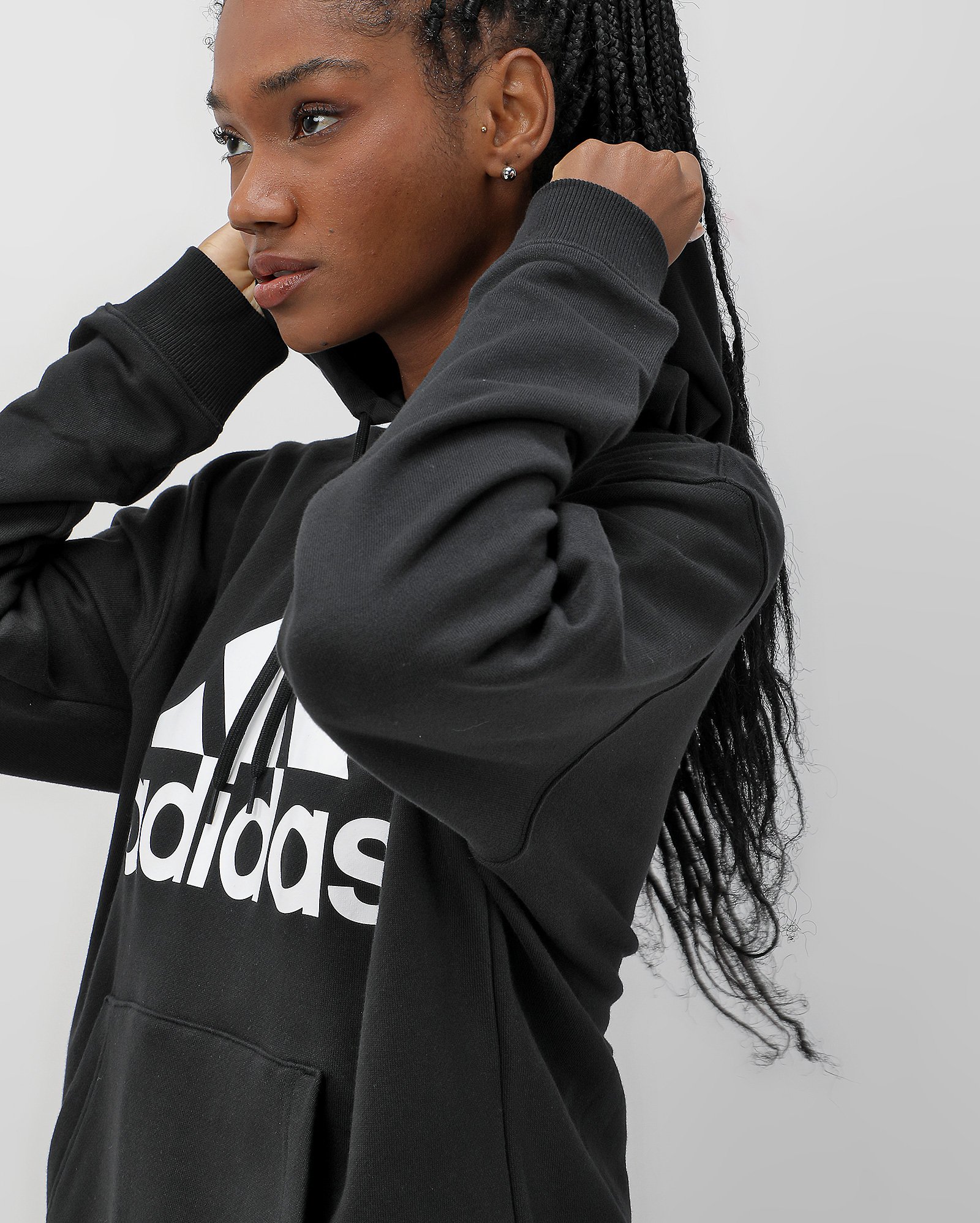 Riachuelo | Blusa de moletom feminina com capuz IC6895 preta | Adidas