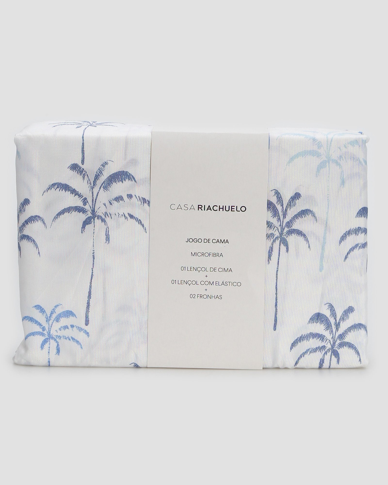 Riachuelo | Jogo de cama queen 4 peças microfibra Ilya Palm branca ...