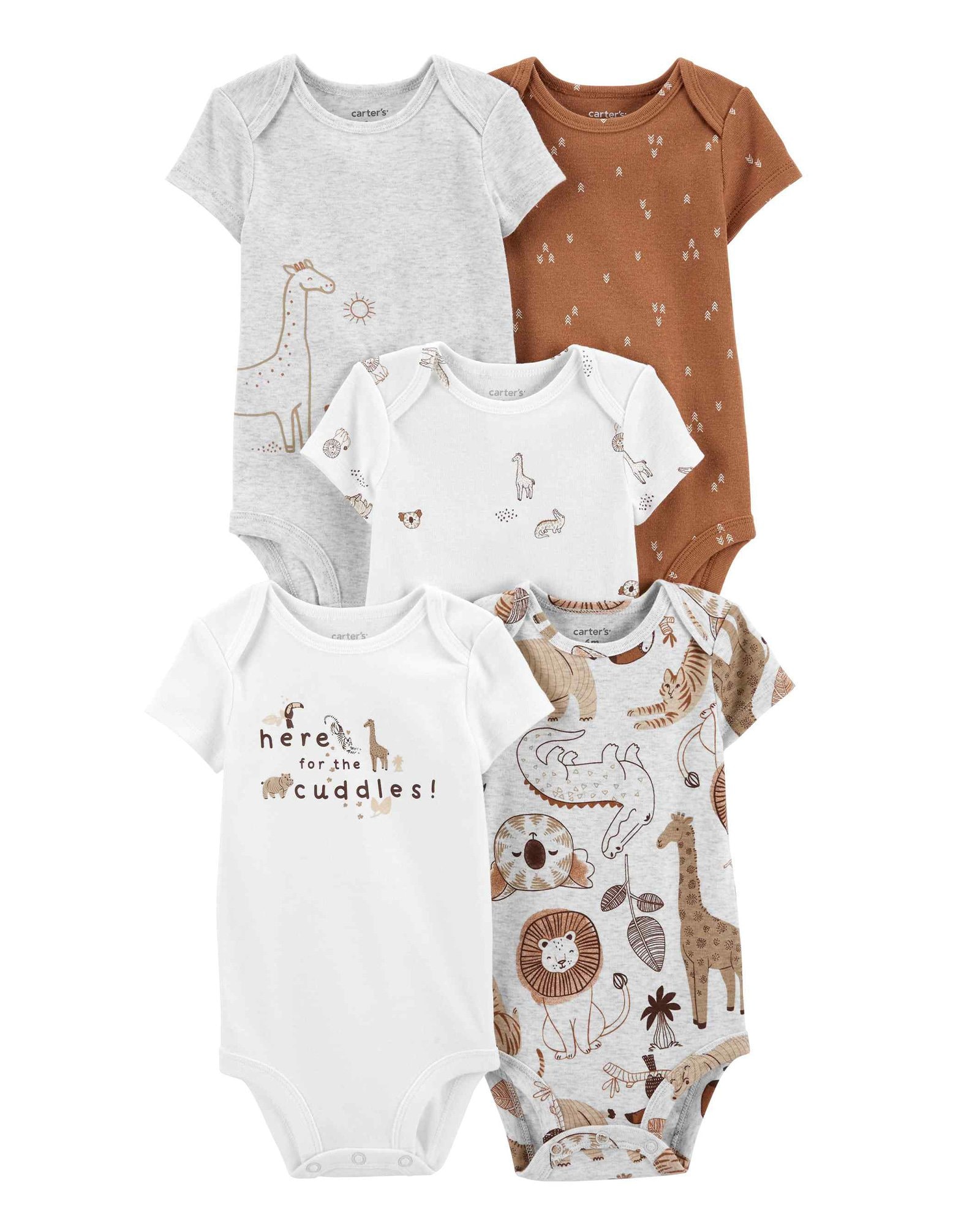 Kit body bebê 5 peças bichinhos multicor | Carter's | Carter's Oficial