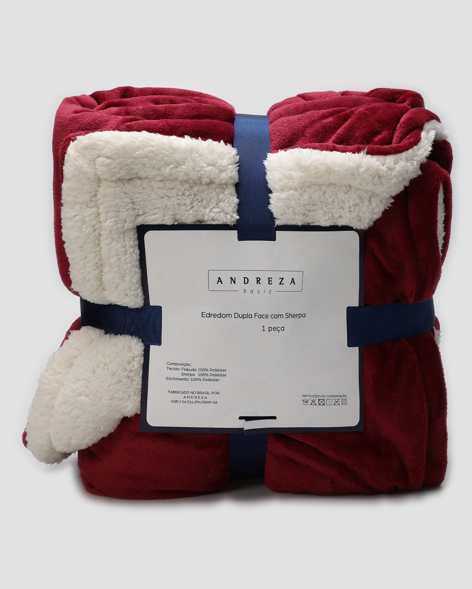 Riachuelo | Edredom casal dupla face com sherpa vinho | Andreza