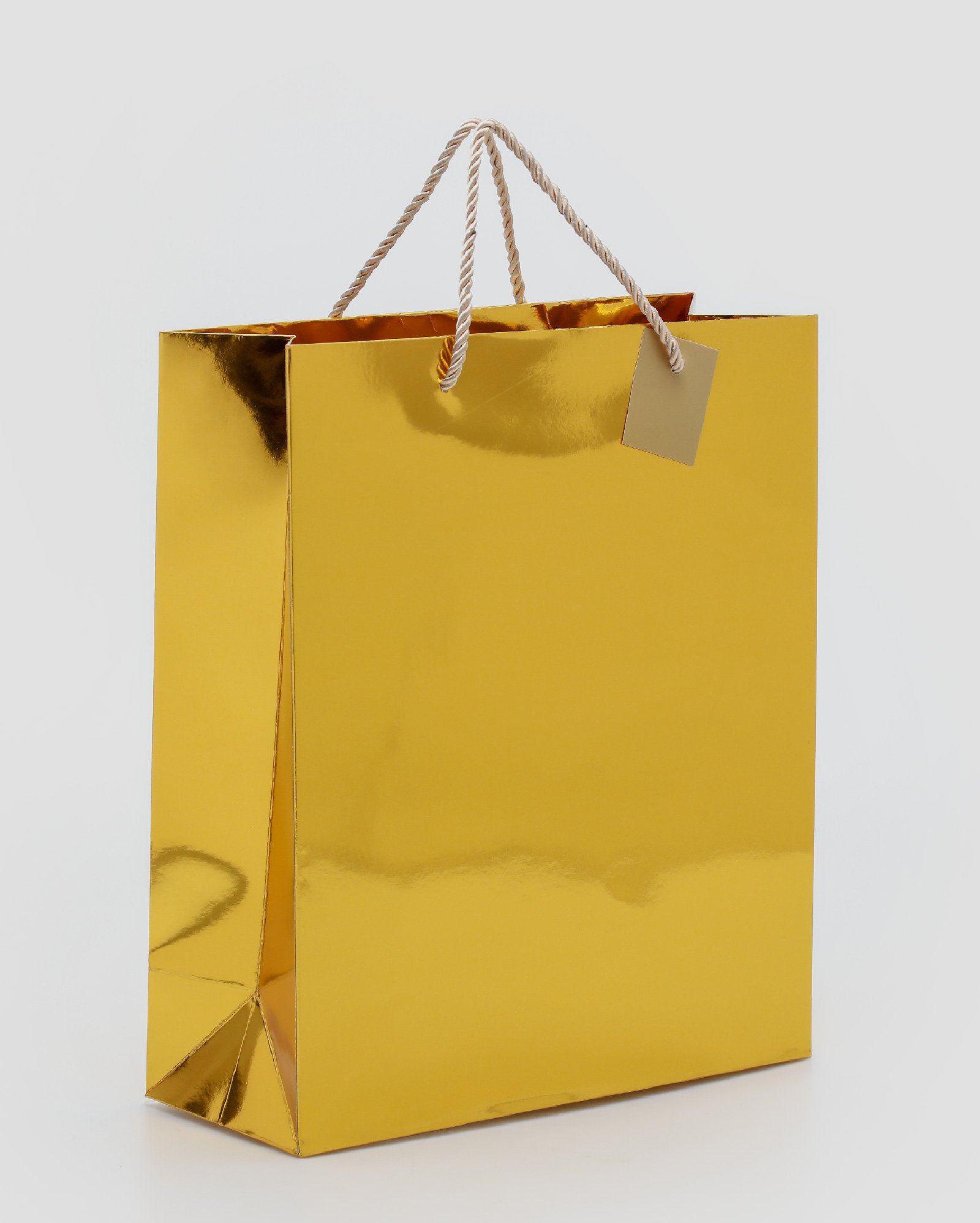 Riachuelo | Sacola de presente M metalizada dourada