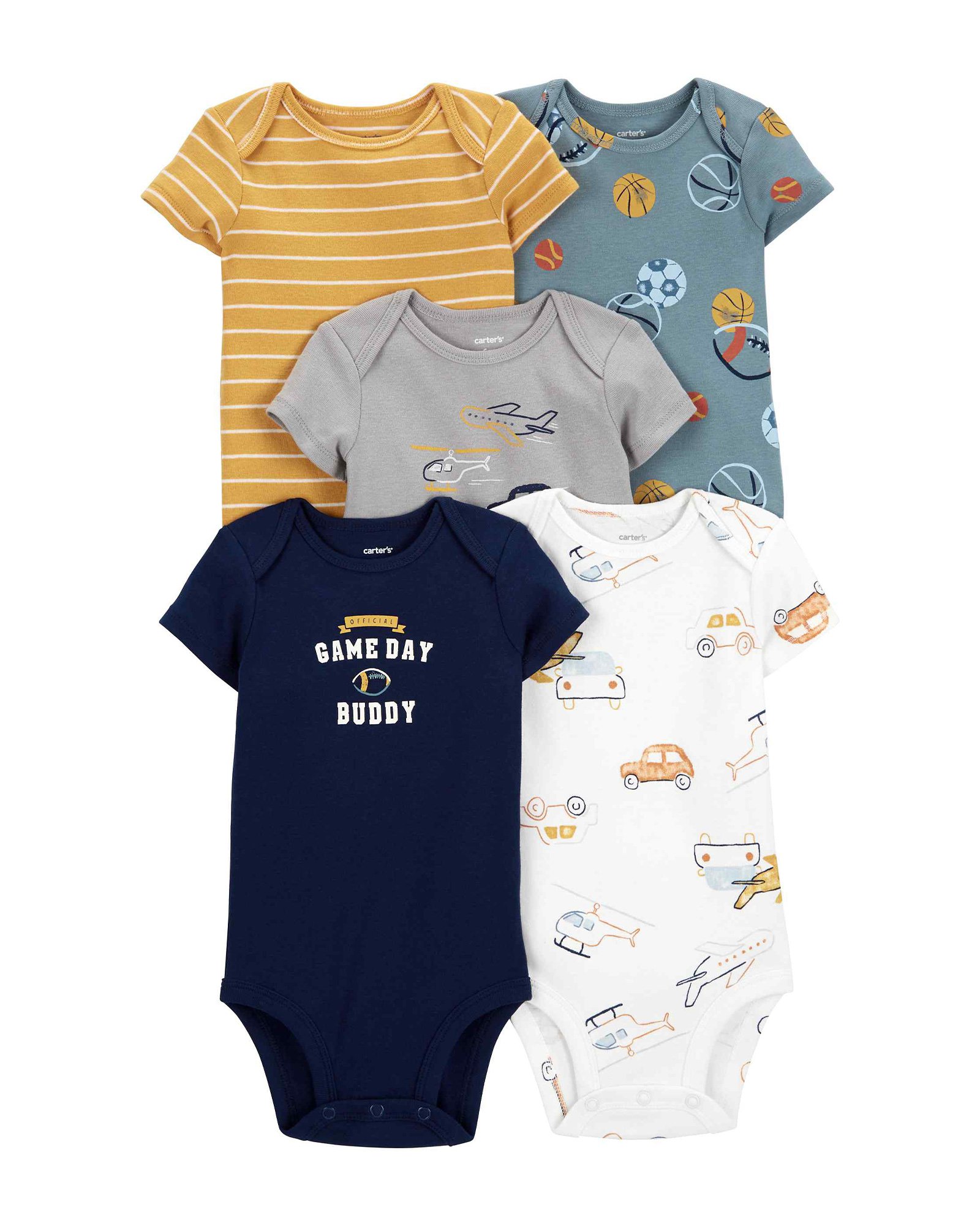 Kit body bebê 5 peças estampados multicor | Carter's | Carter's Oficial