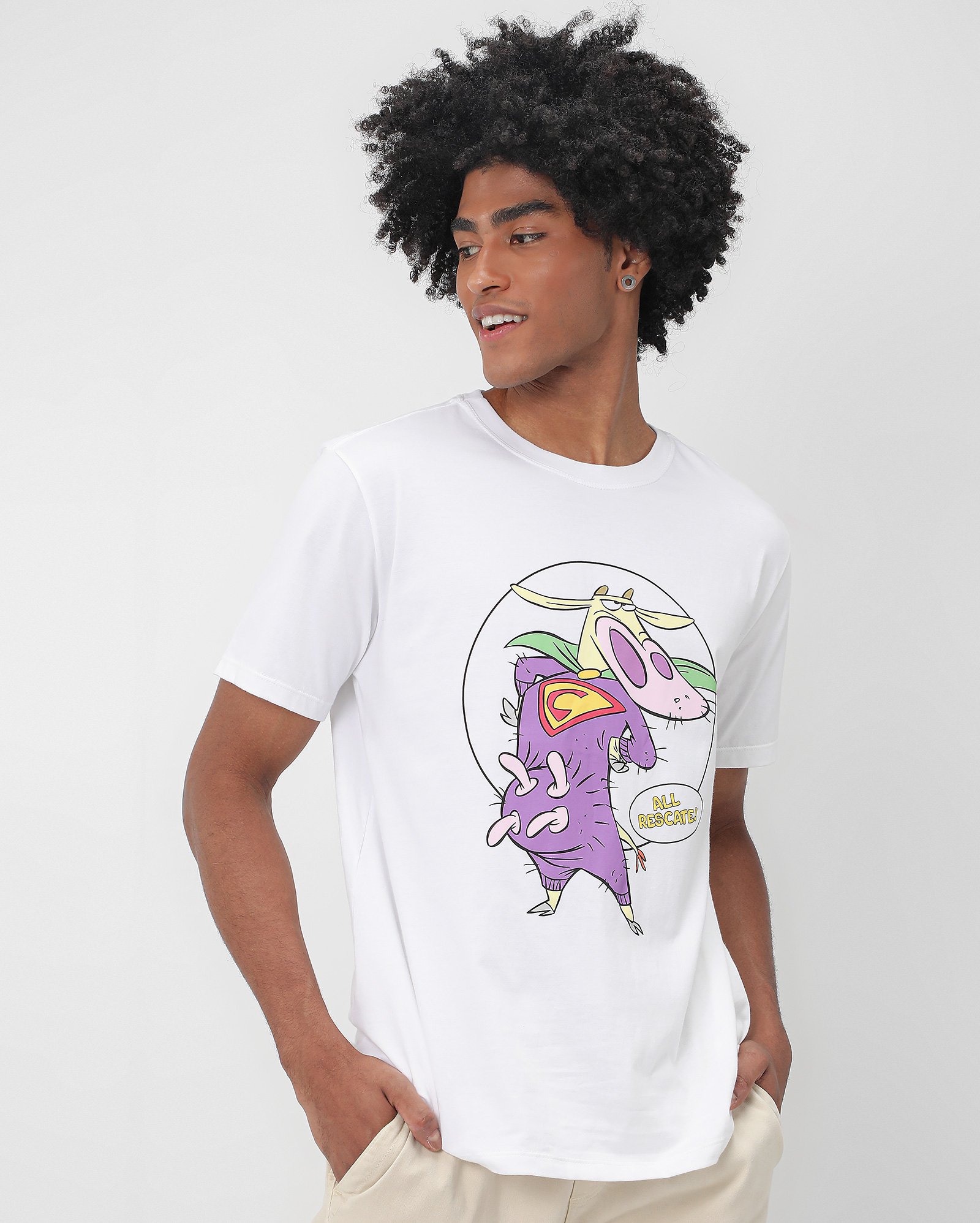 Riachuelo | Camiseta masculina A Vaca e o Frango Supercow branca ...