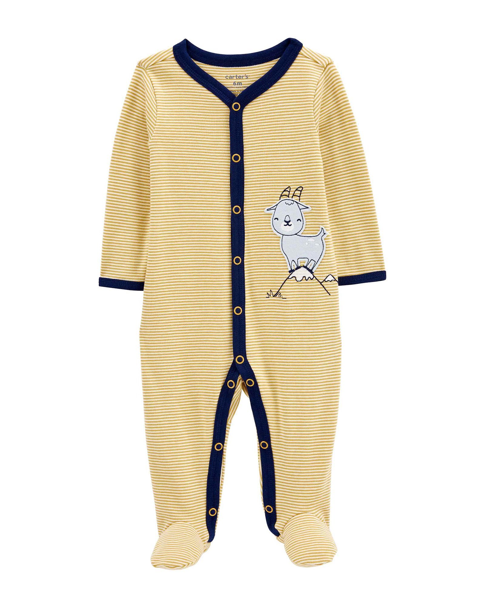 Riachuelo | Macacão bebê listrado cabrinha amarelo | Carter's
