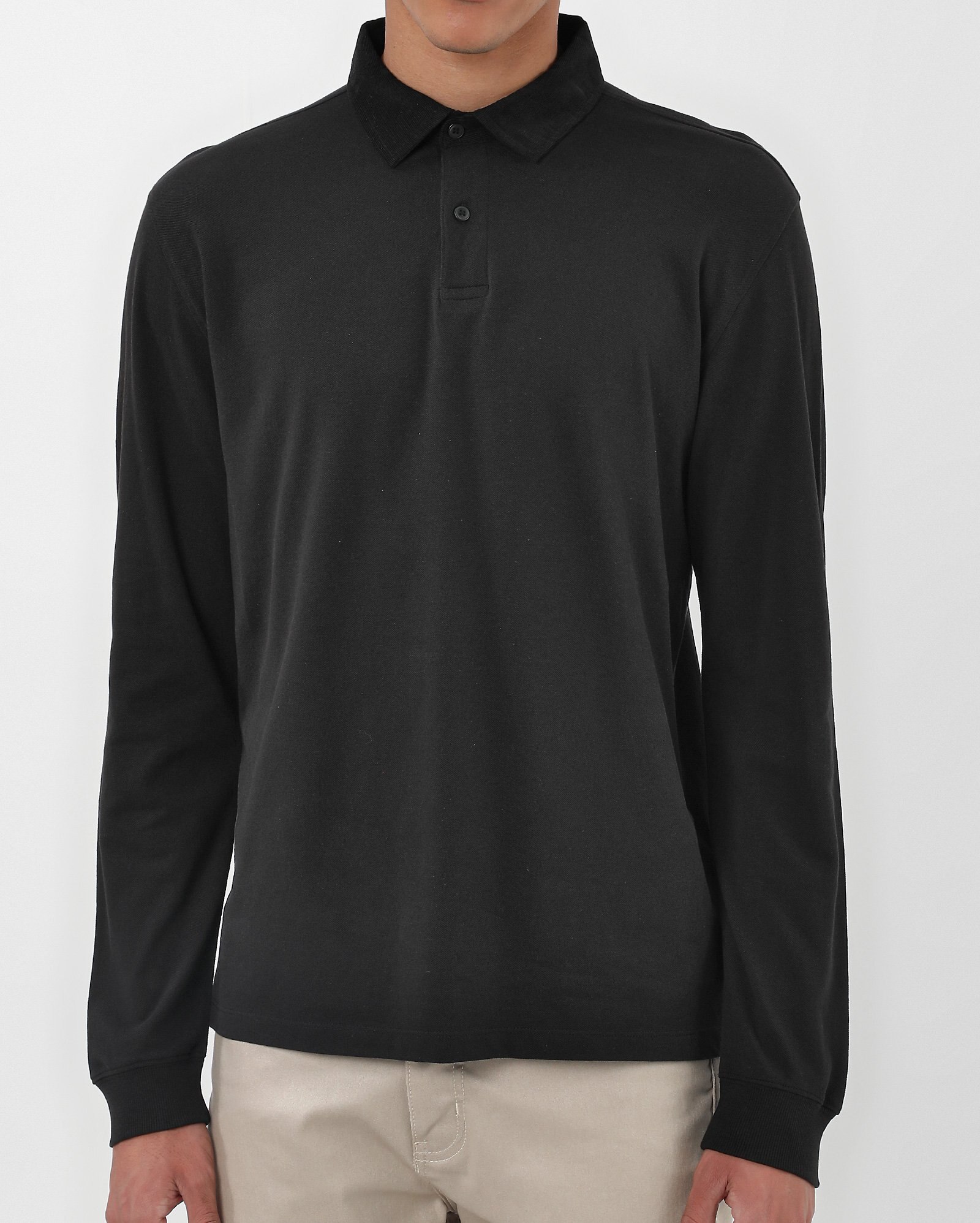 Riachuelo | Camisa polo masculina manga longa gola ribana - Preto | Original by Riachuelo