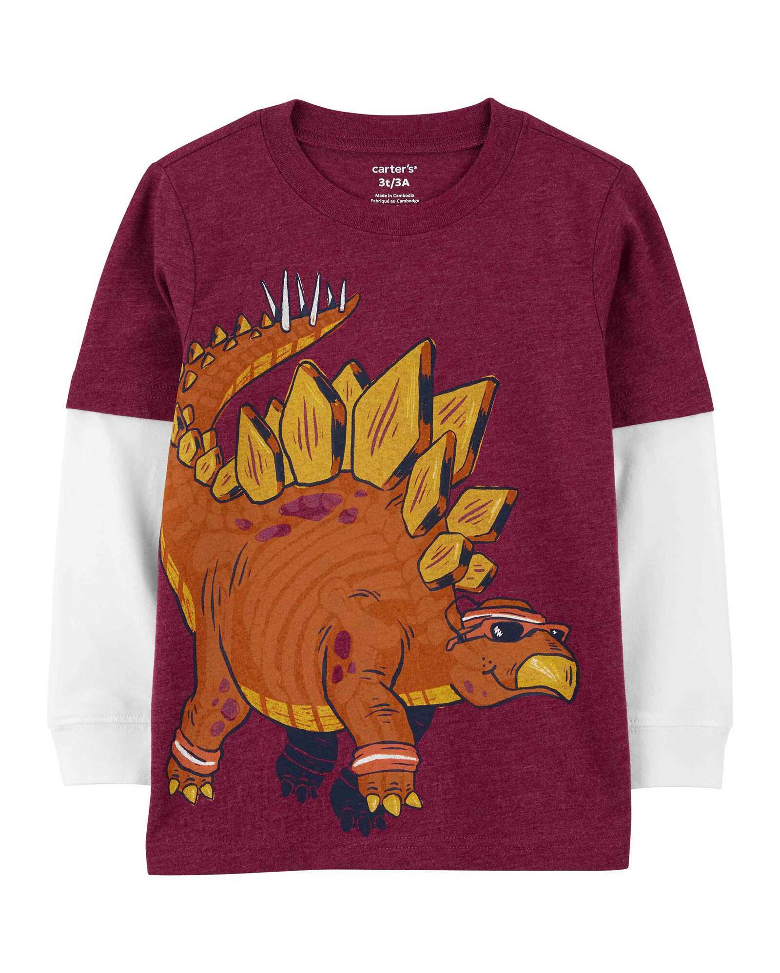 Riachuelo | Camiseta infantil manga longa stegosauru vinho | Carter's