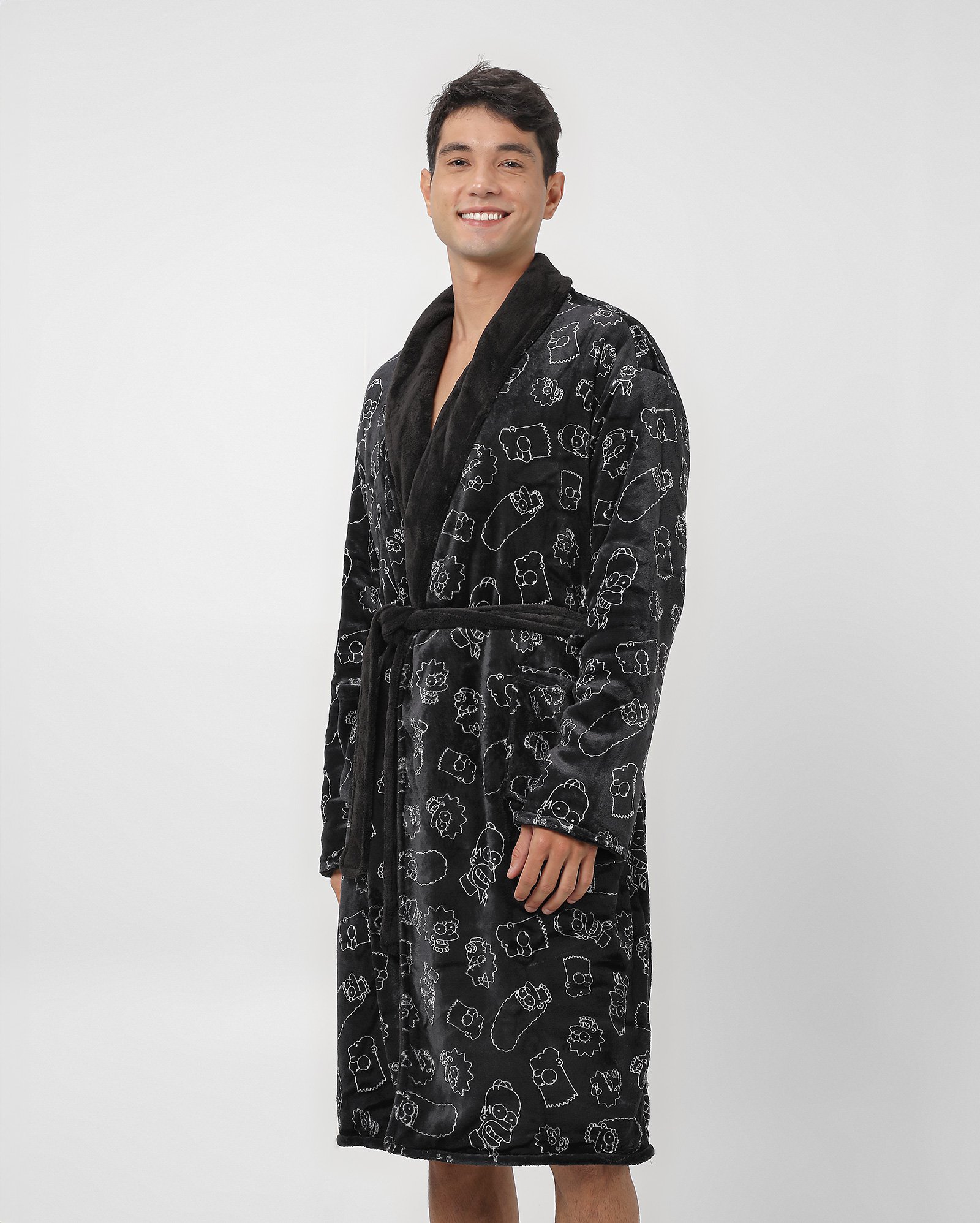 Riachuelo | Robe masculino dupla face de fleece Simpsons family preto ...