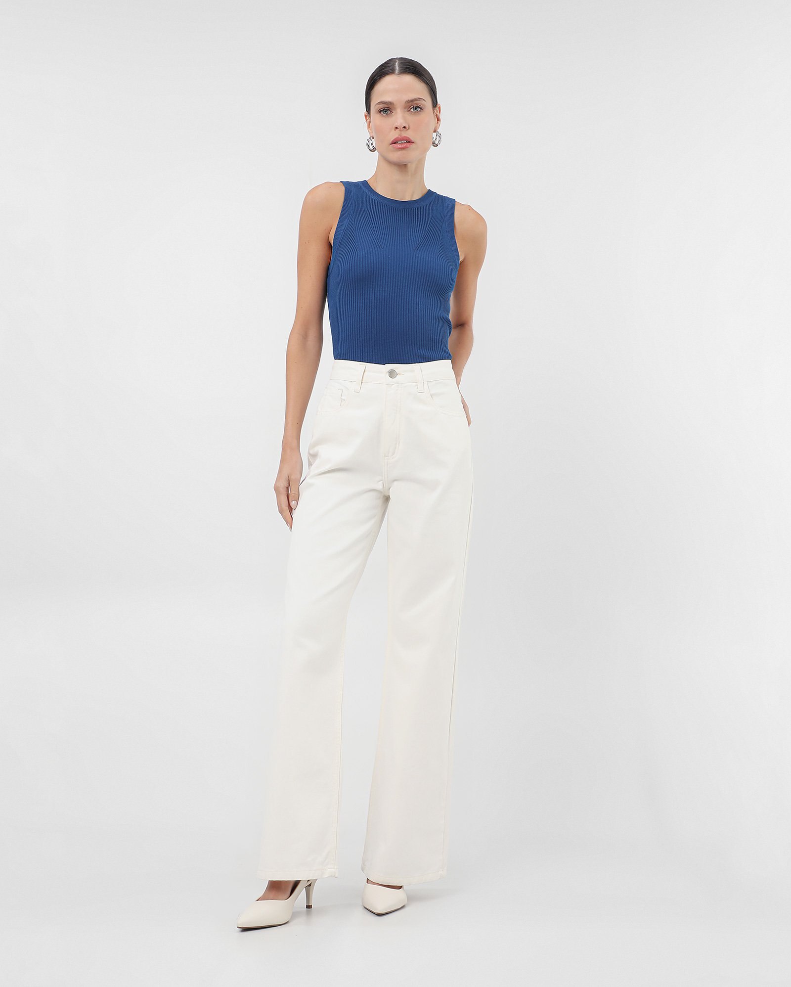 Riachuelo | Regata feminina canelada de viscolycra - Azul Escuro | AK ...