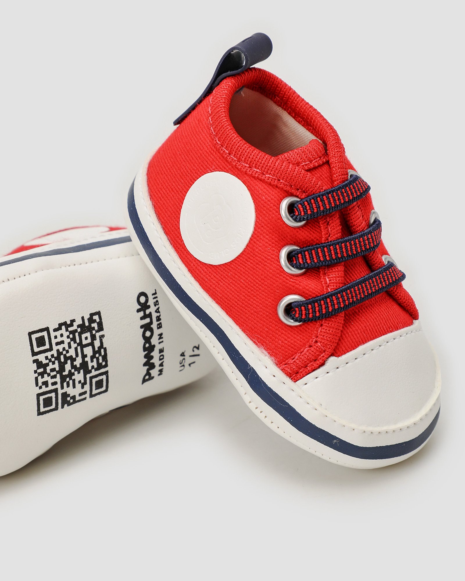 Riachuelo | Tênis bebê cano alto com cadarço vermelho | Pimpolho