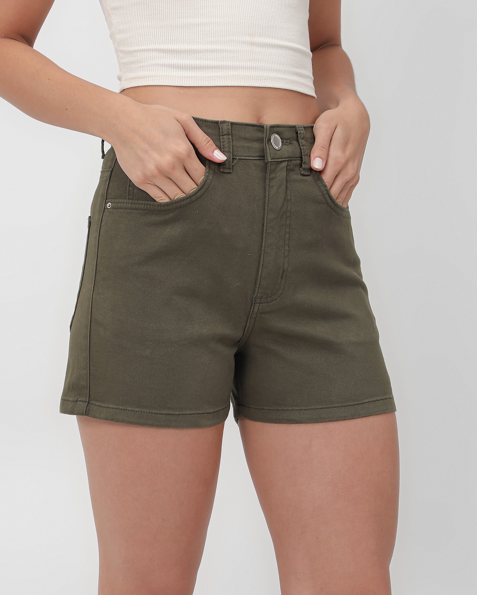 Riachuelo | Short jeans color feminino hot pants verde | Pool Jeans