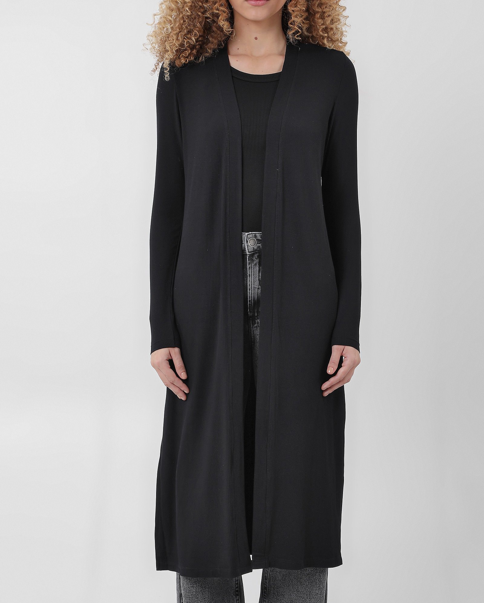 Riachuelo | Maxi cardigan feminino longo com vista aberta - Preto