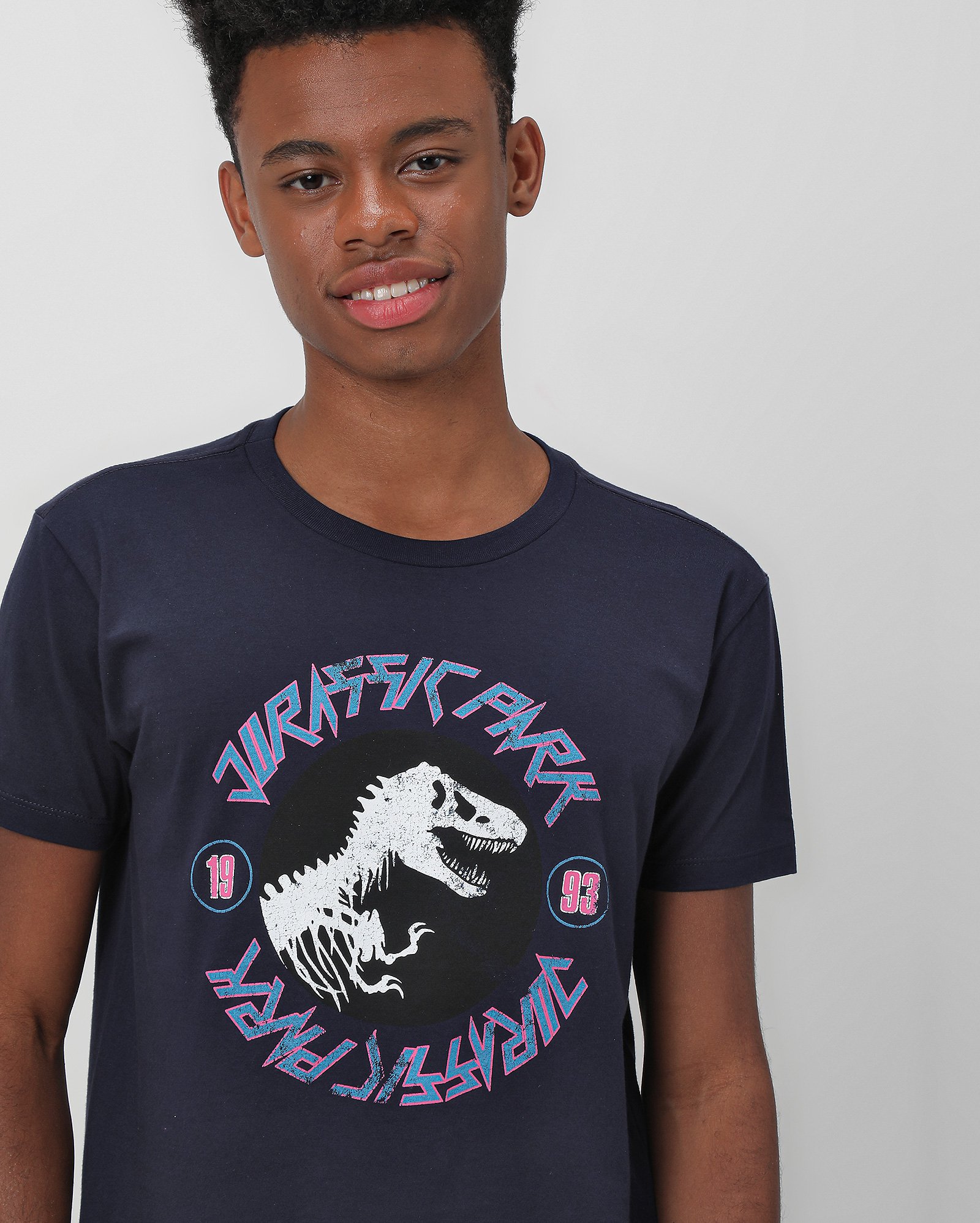 Riachuelo | Camiseta juvenil Jurassic Park manga curta logo azul ...