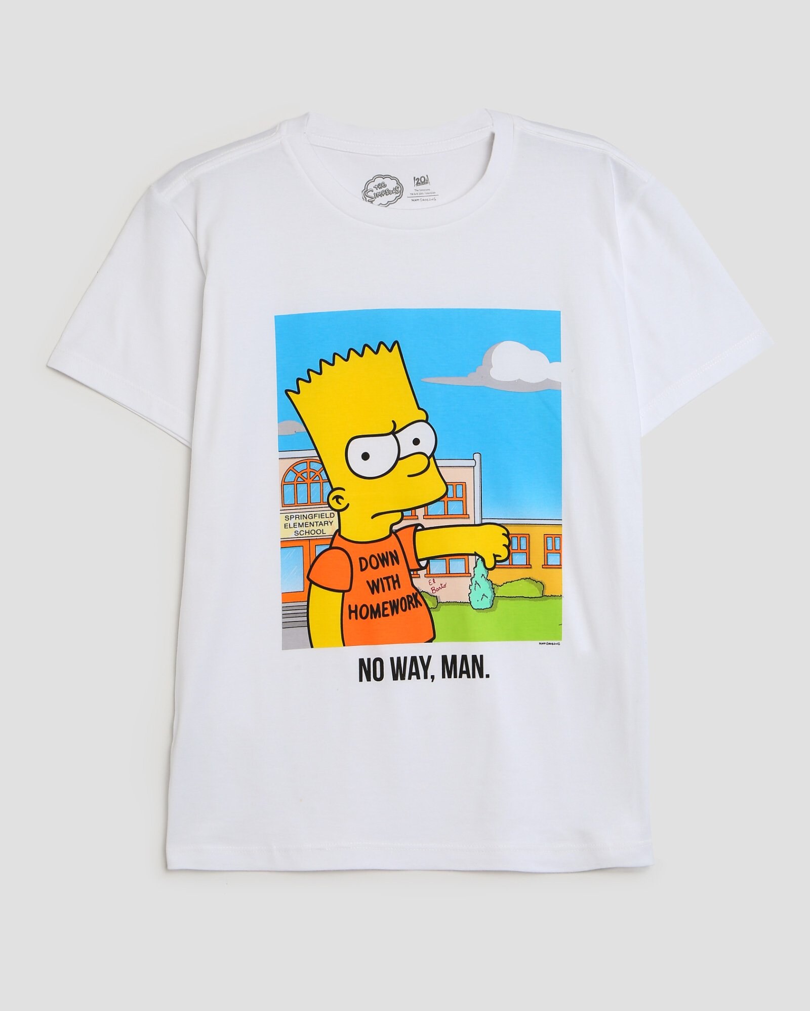 Riachuelo | Camiseta juvenil down with homework branca | Fox The Simpsons