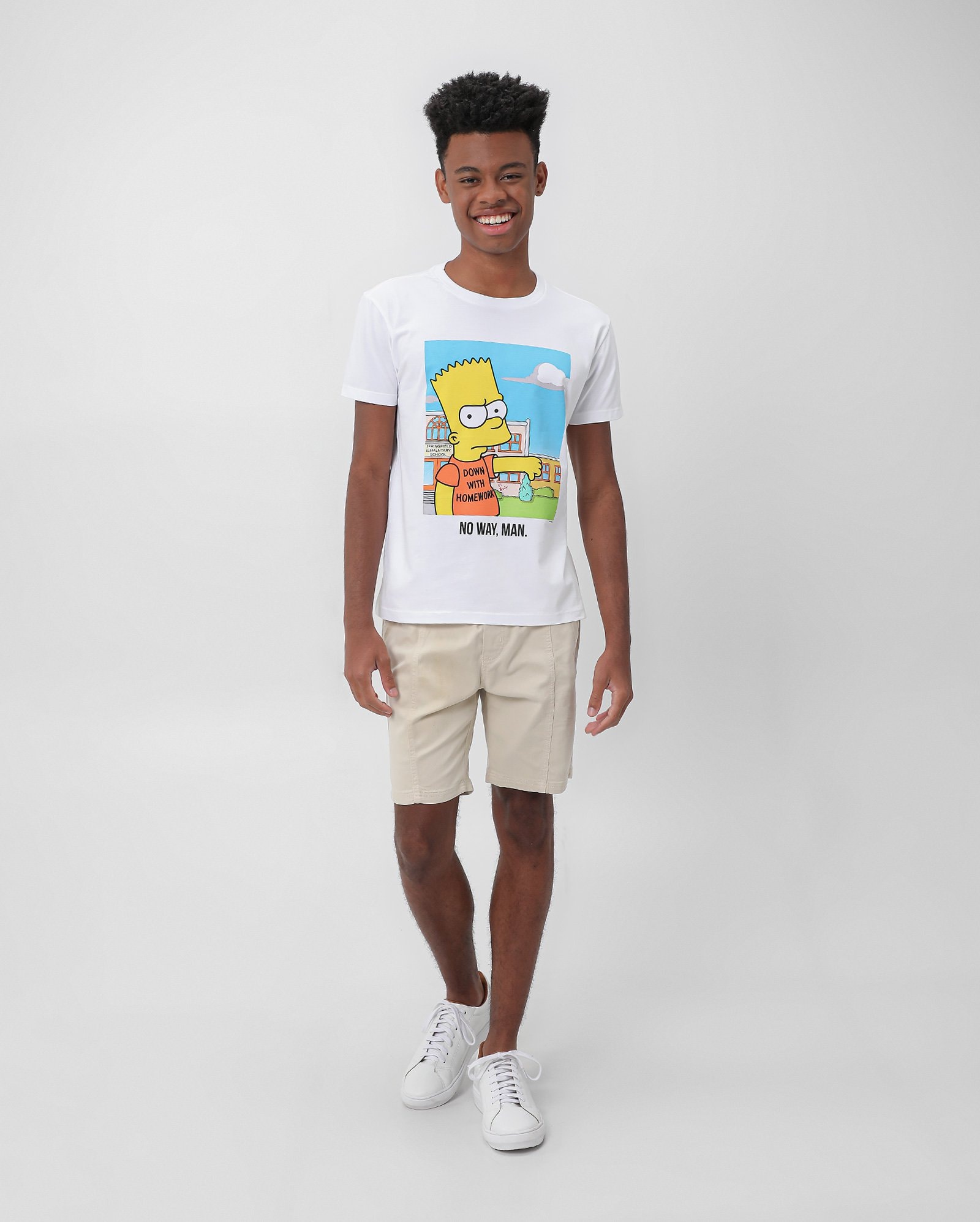Riachuelo | Camiseta juvenil down with homework branca | Fox The Simpsons