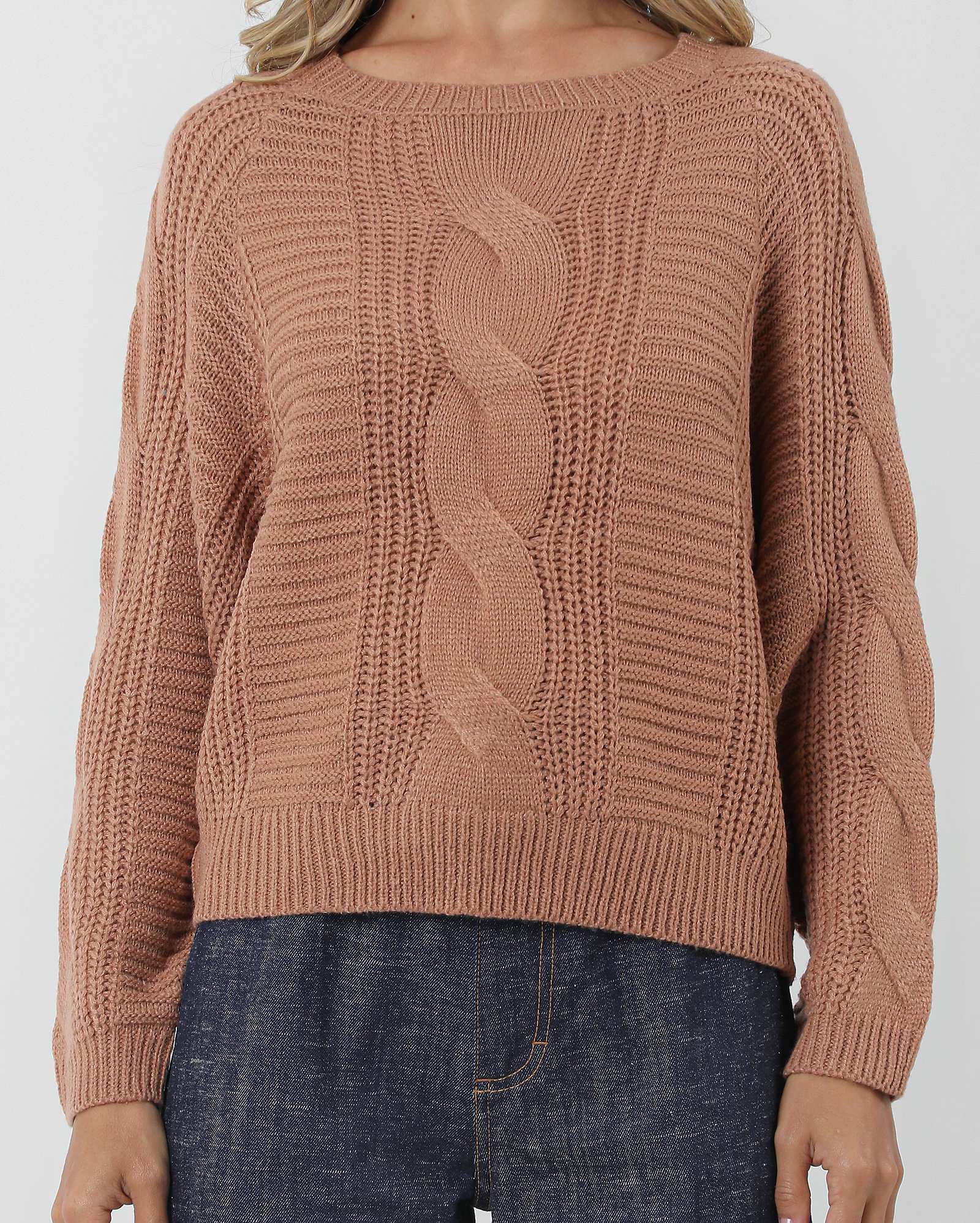 Riachuelo | Suéter de tricot manga longa Katra - Marrom Claro