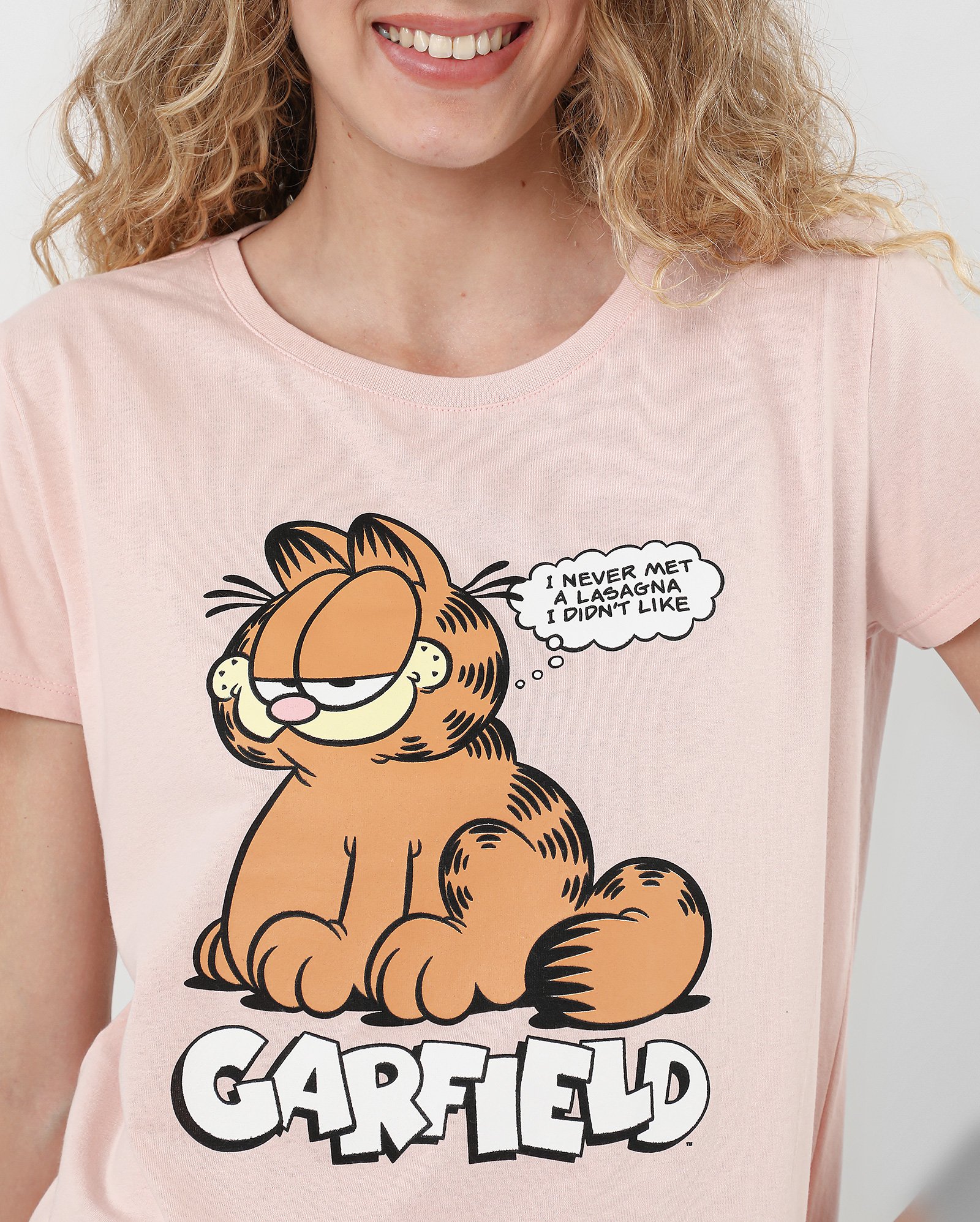 Riachuelo | Camiseta feminina lettering Garfield rosa l Nickelodeon