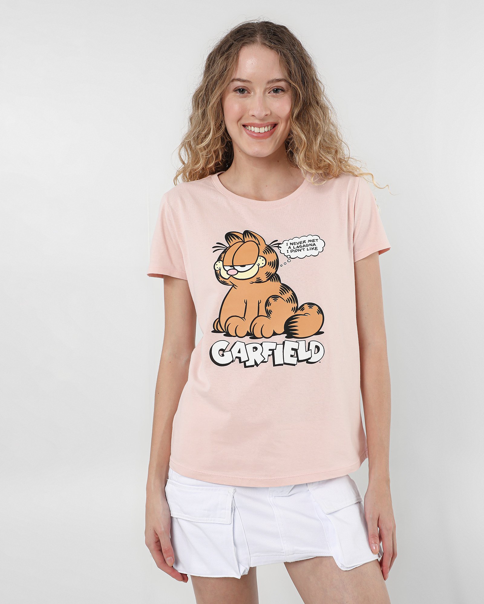 Riachuelo | Camiseta feminina lettering Garfield rosa l Nickelodeon