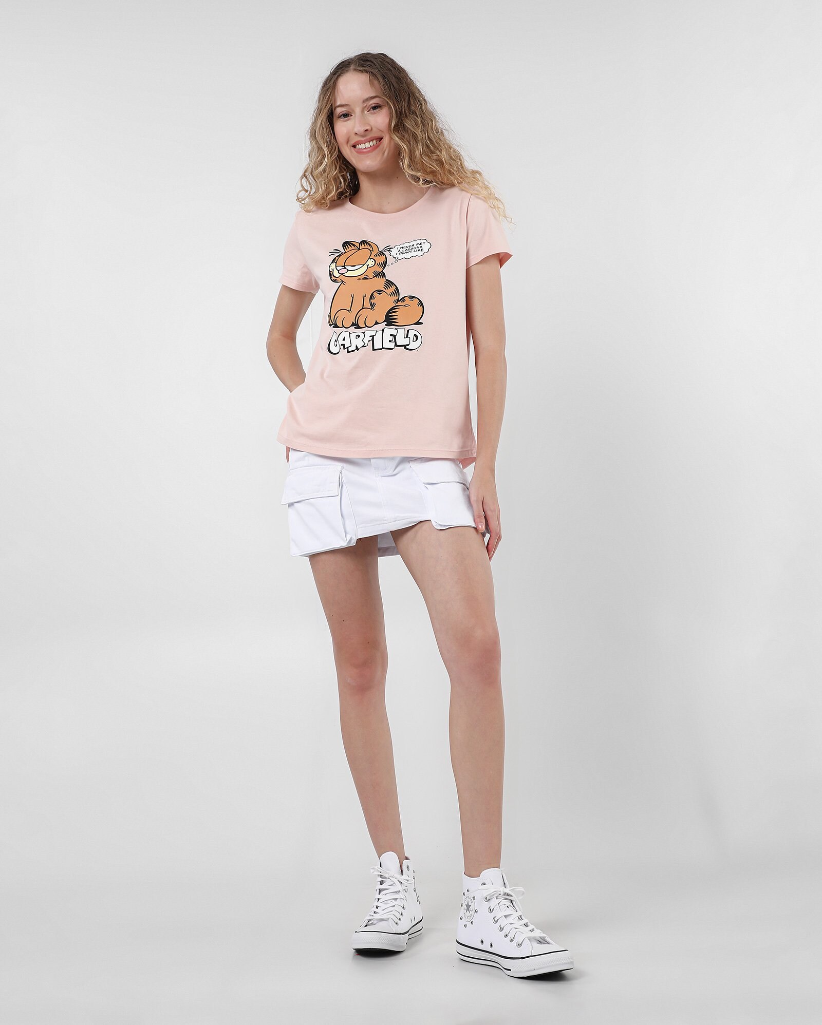 Riachuelo | Camiseta feminina lettering Garfield rosa l Nickelodeon