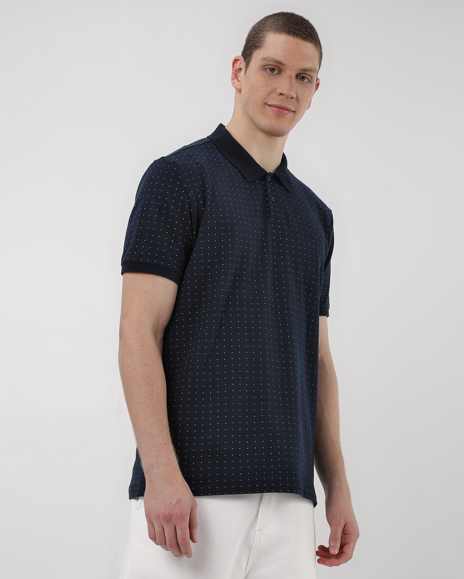 Riachuelo | Polo masculina regular poá - Azul Escuro Mescla