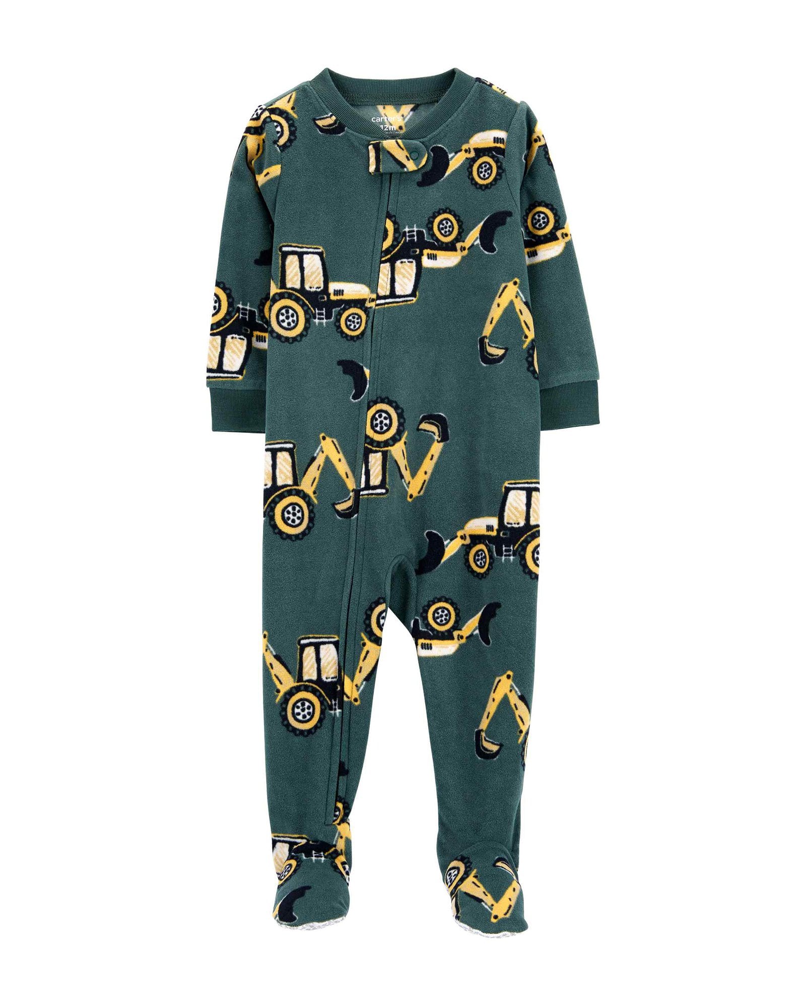 Riachuelo | Macacão pijama de fleece infantil escavadeira verde | Carter's