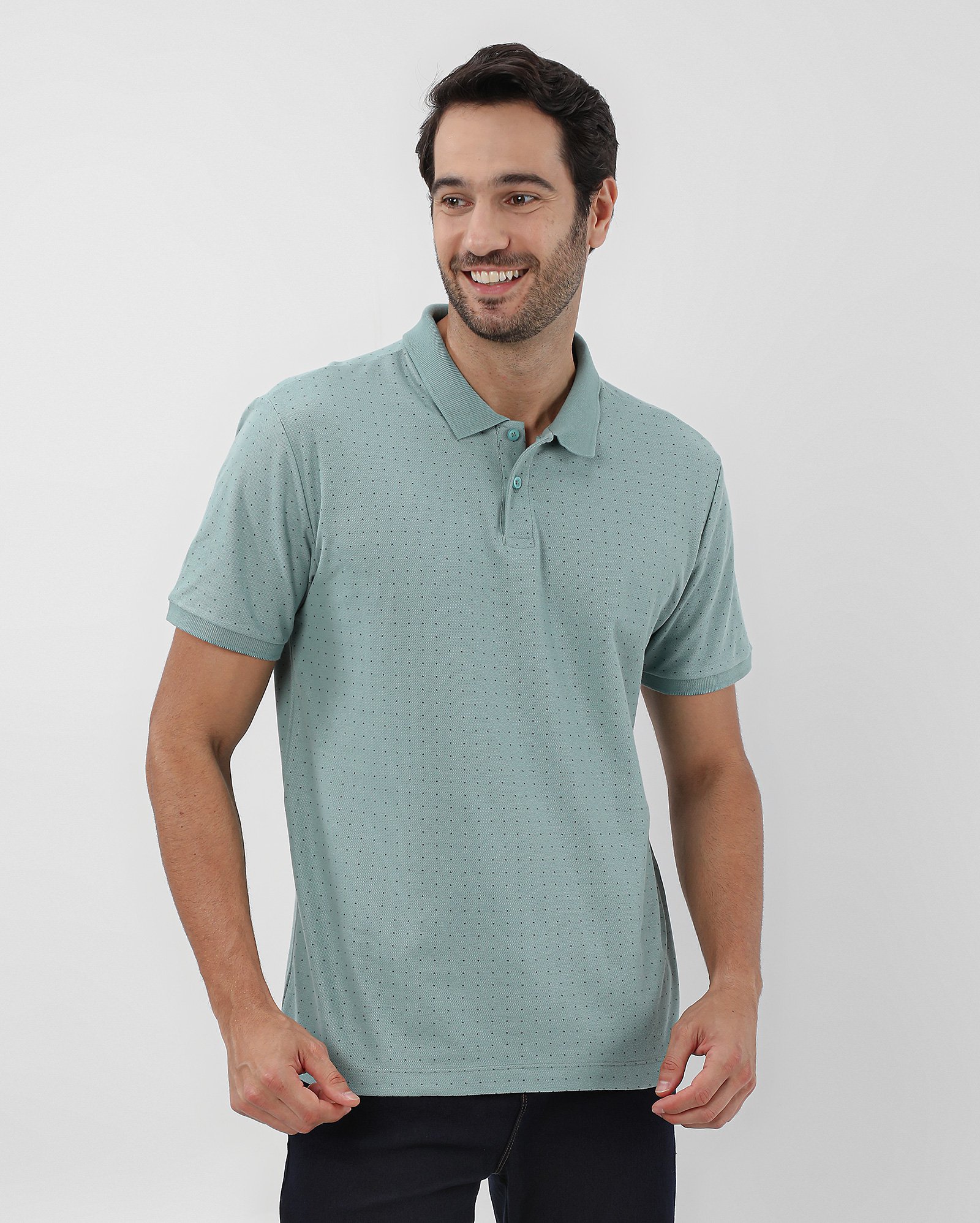 Riachuelo | Polo masculina regular poá verde