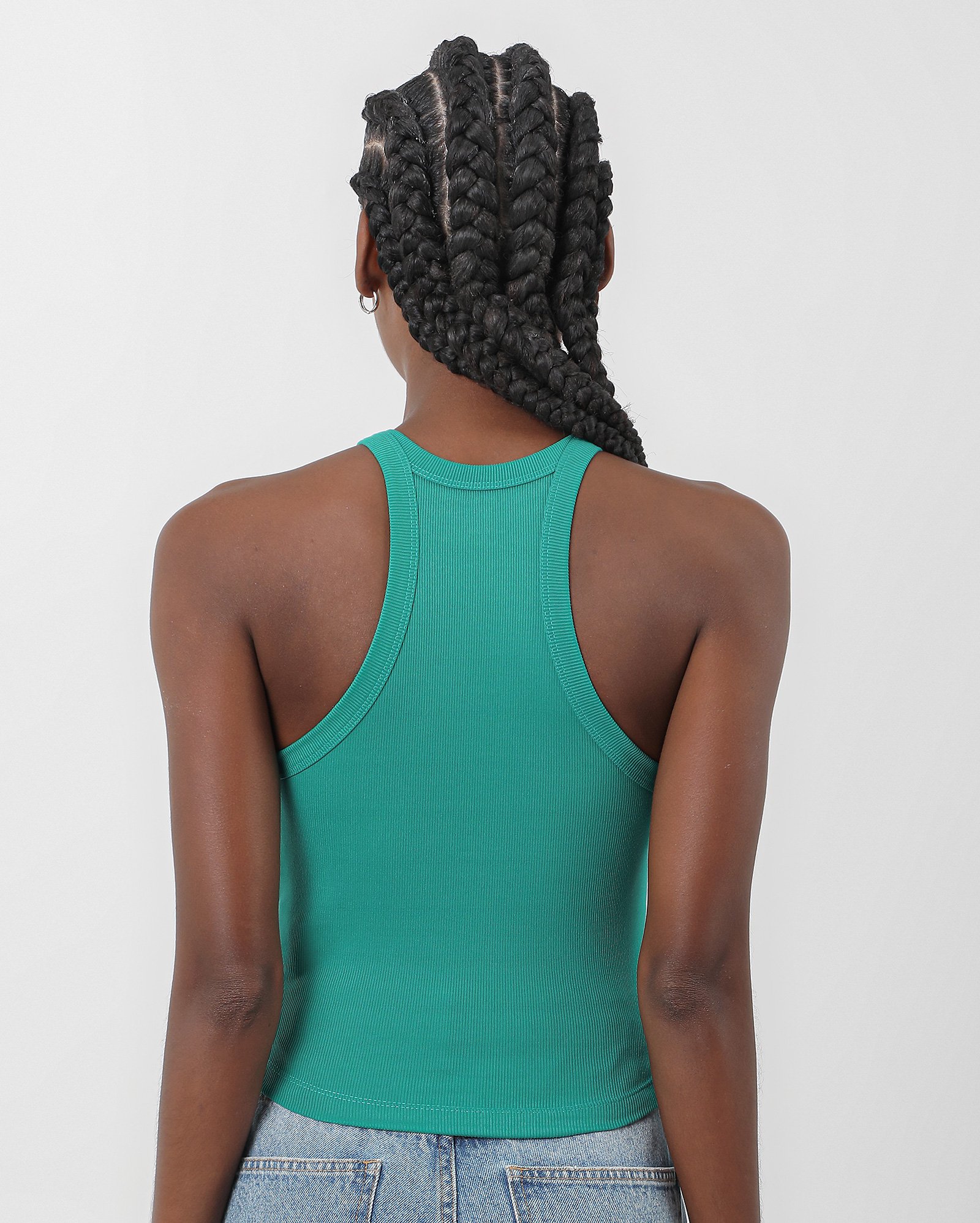 Riachuelo | Regata cropped trapézio canelada - Verde