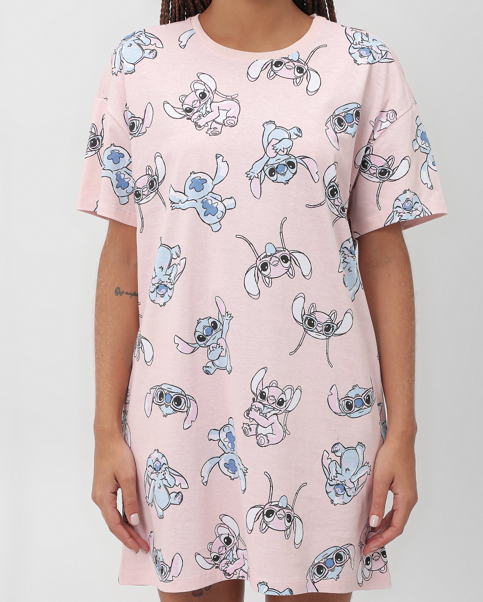 Riachuelo | Camisola manga curta Stitch e Angel rosa | Disney