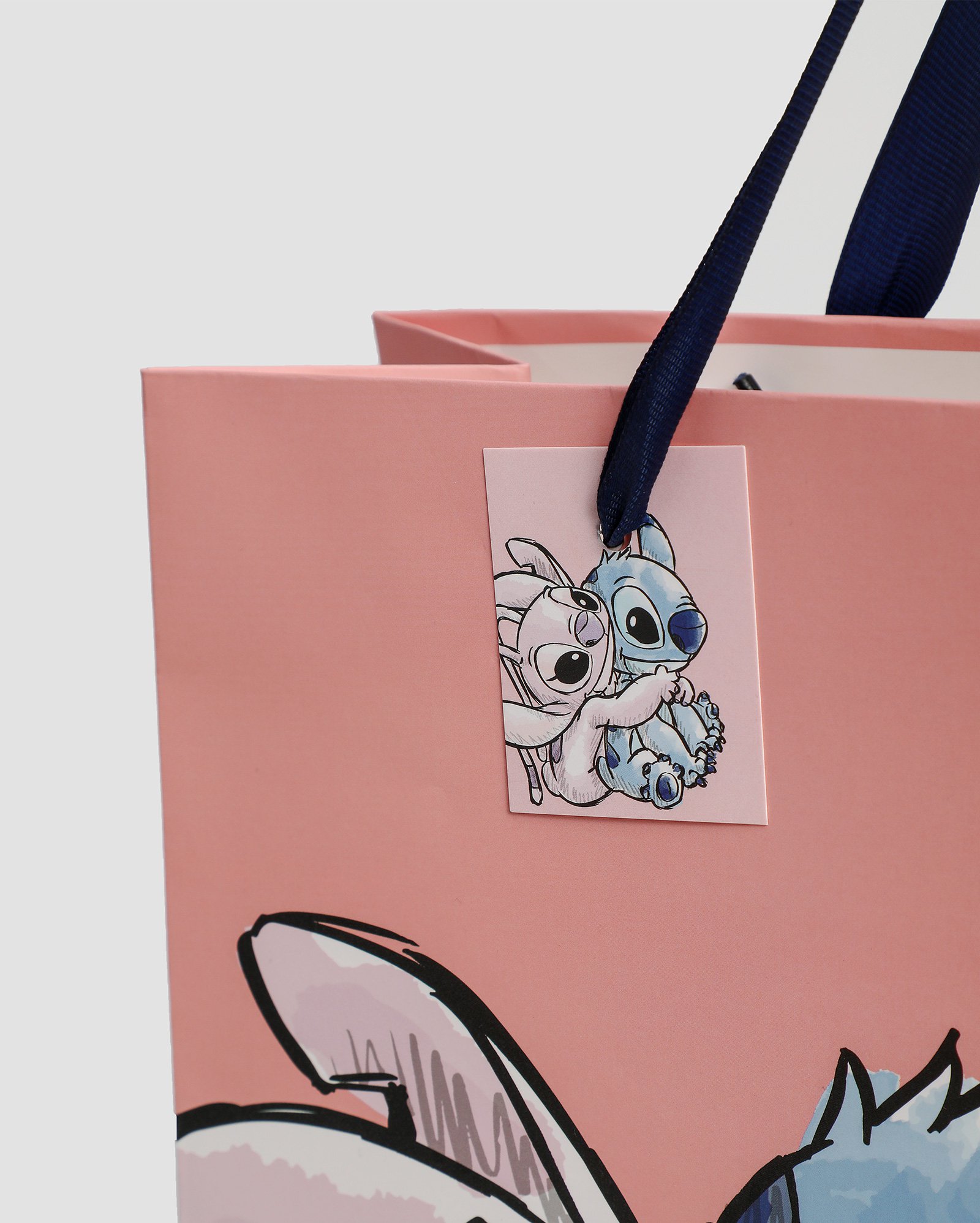 Sacola de presente M Stitch e Angel rosa | Disney | FANLAB Oficial