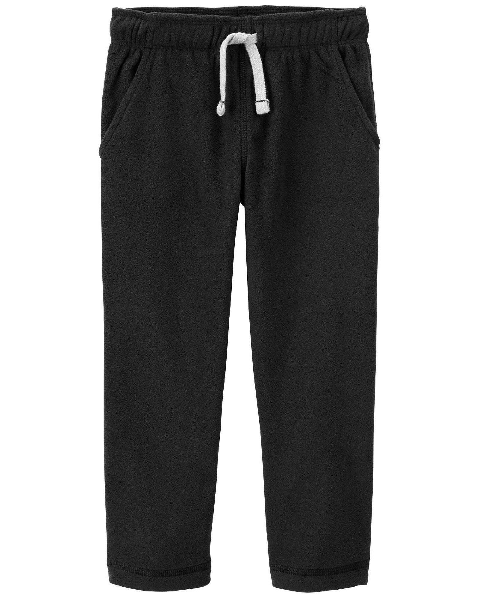 Calça infantil em fleece cós com elástico e cordão preta | Carter's ...